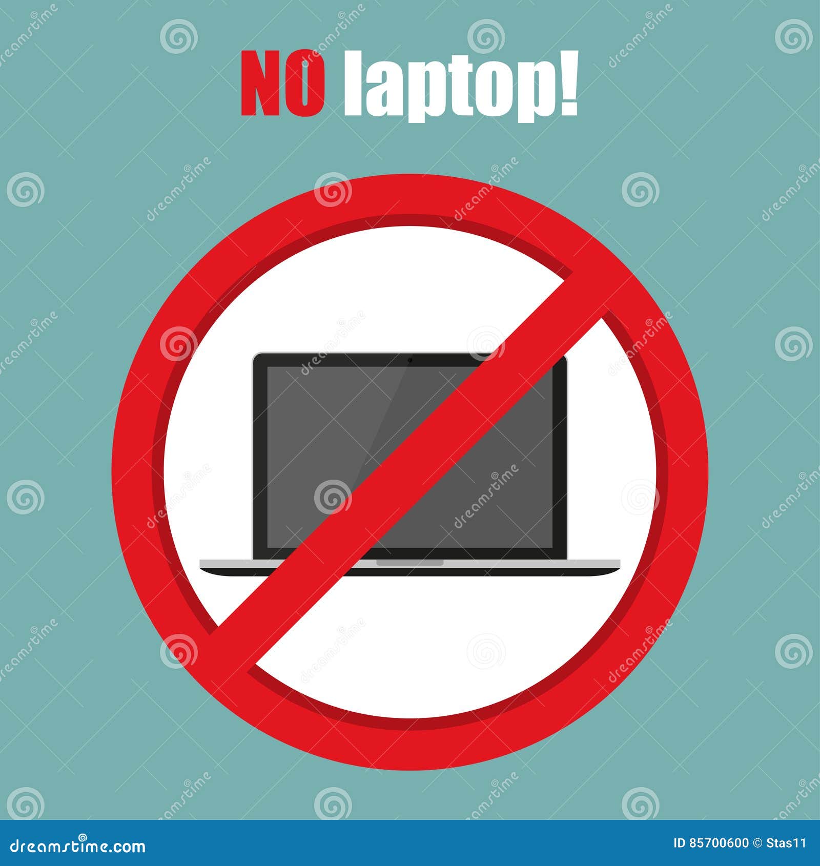 No Laptop Sign in a Flat Design. Vector Illustration Stock Illustration ...