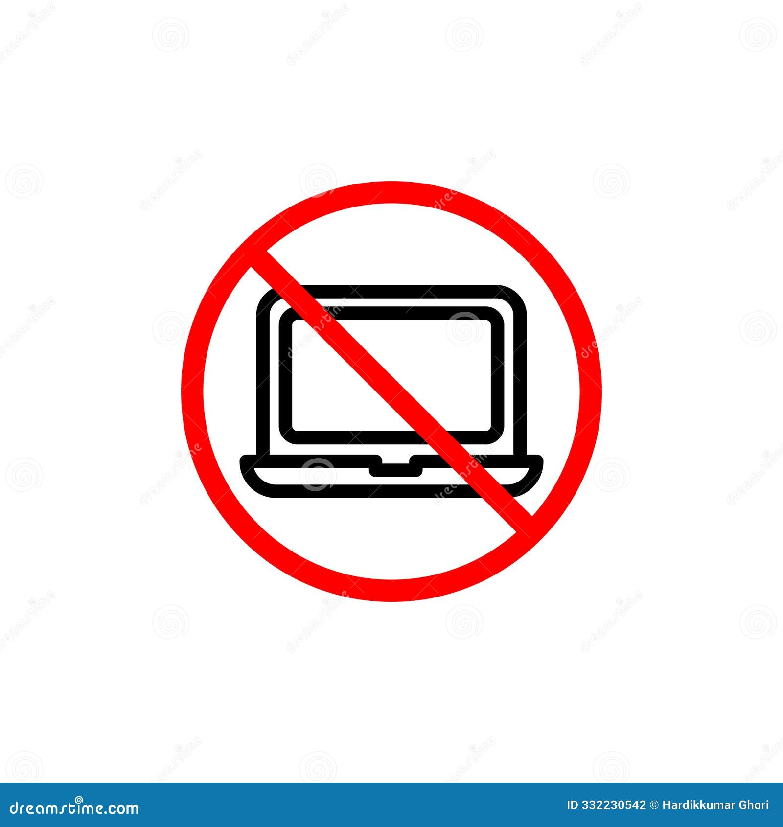 No Laptop Sign. Forbidden Pc Vector Symbol. Laptop Not Allowed Sign ...