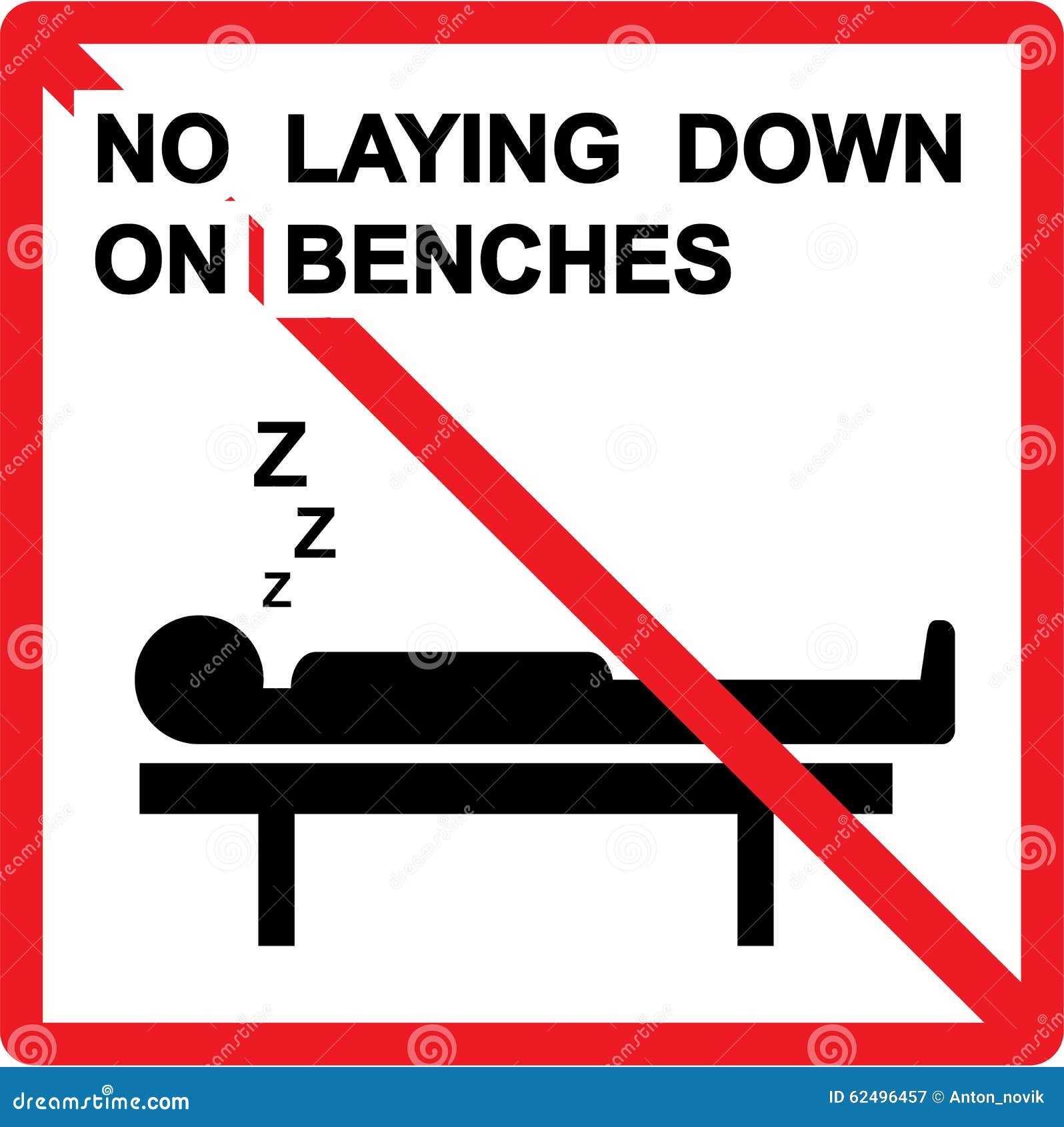 No Laying Down on Benches Sign Stock Vector - Illustration of behaviour ...