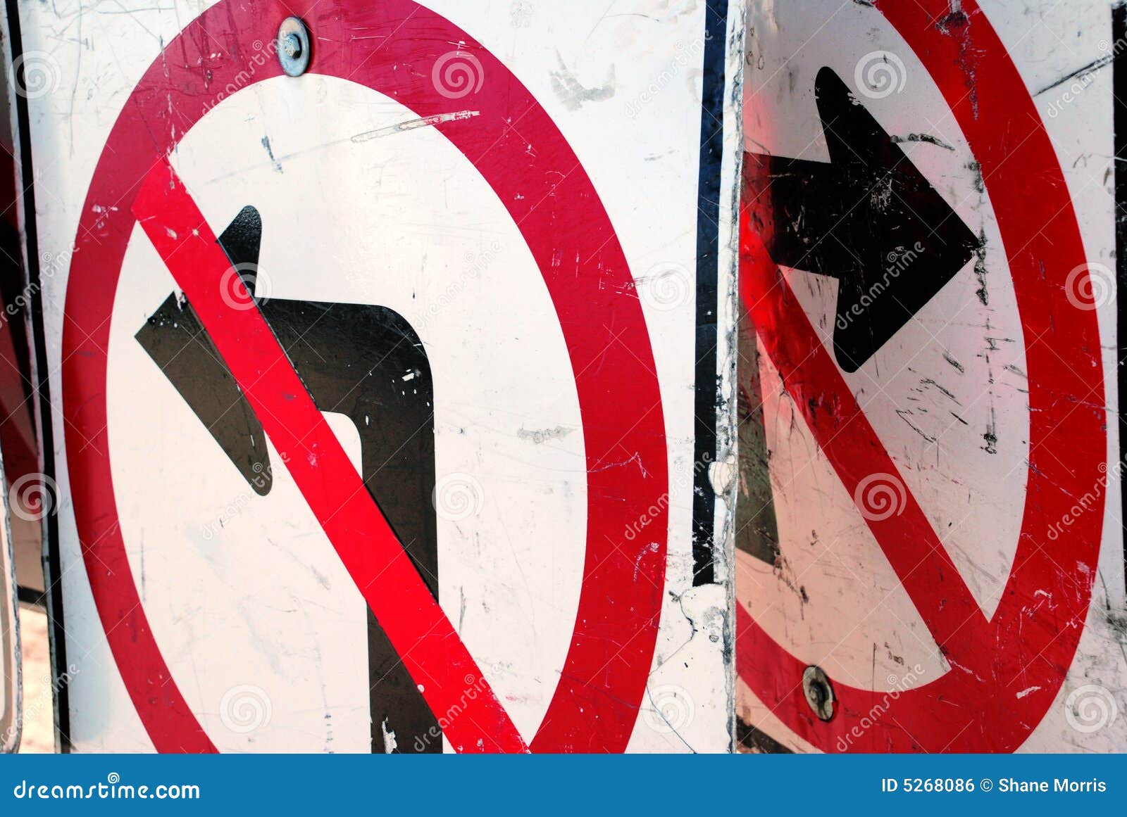 No Left or RIght Turn Construction Signs Stock Photo - Image of choice ...