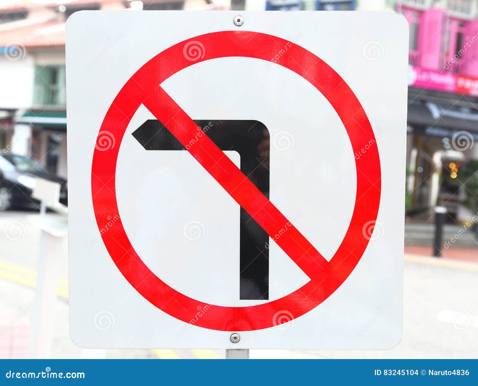 No Left Turn Sign stock photo. Image of circle, instruction - 83245104