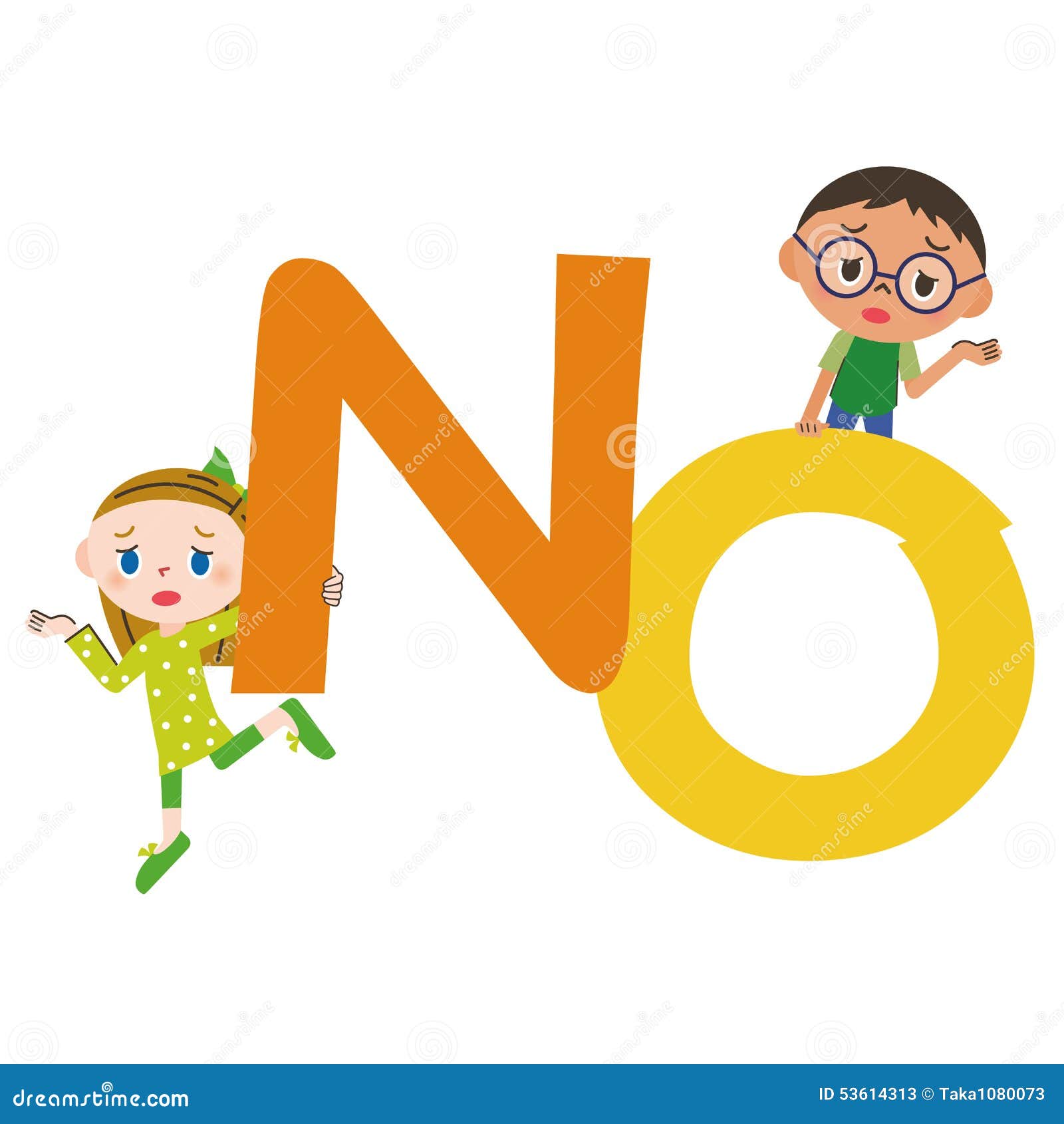 NO letter and children stock vector. Illustration of english - 53614313