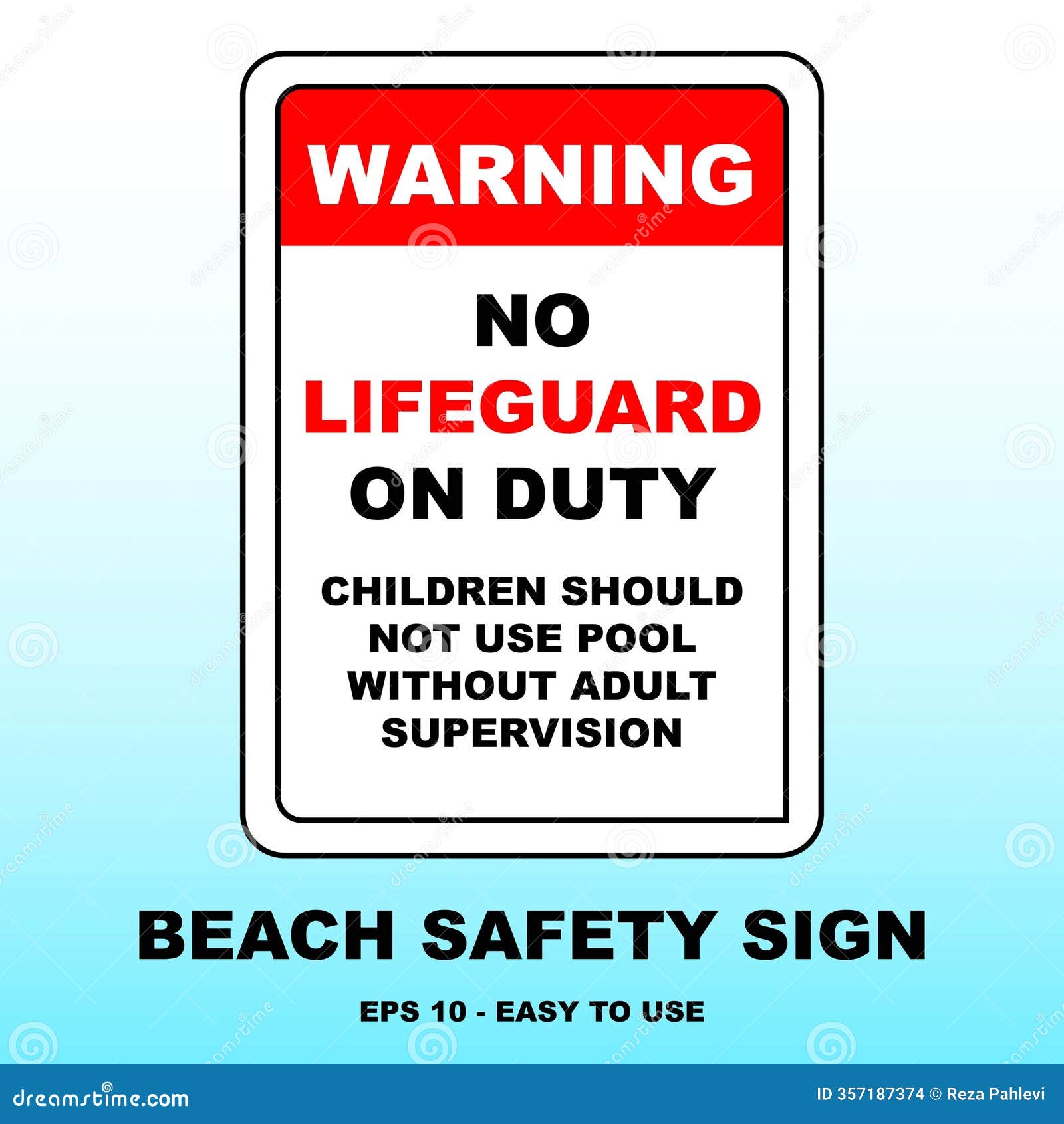 No Lifeguard on Duty Beach Sign Vector Illustration Stock Illustration ...