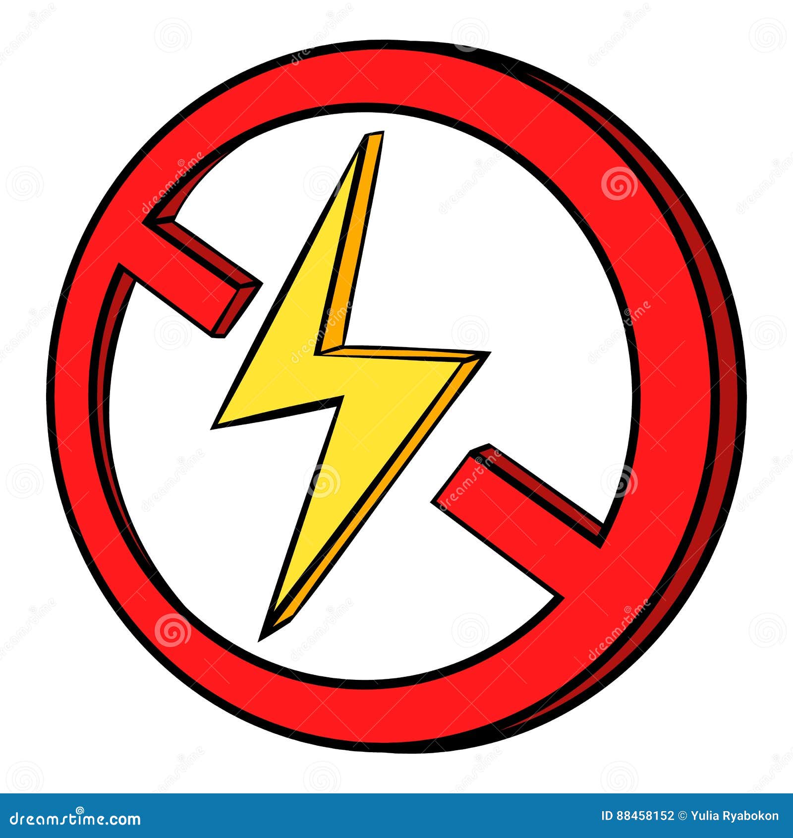 No lightning icon cartoon stock vector. Illustration of bolt - 88458152