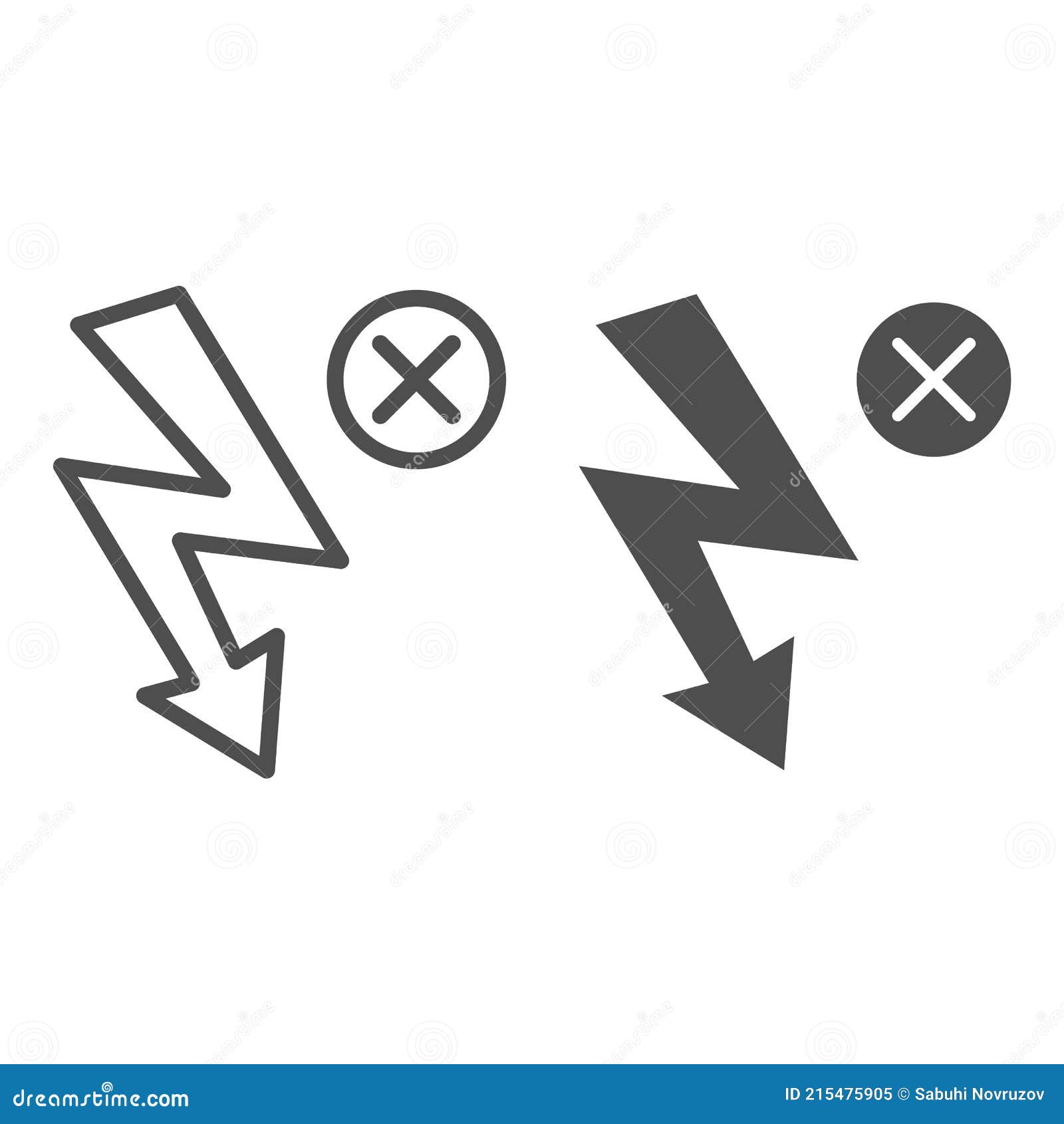 No Lightning Line and Solid Icon, Safety Engineering Concept ...