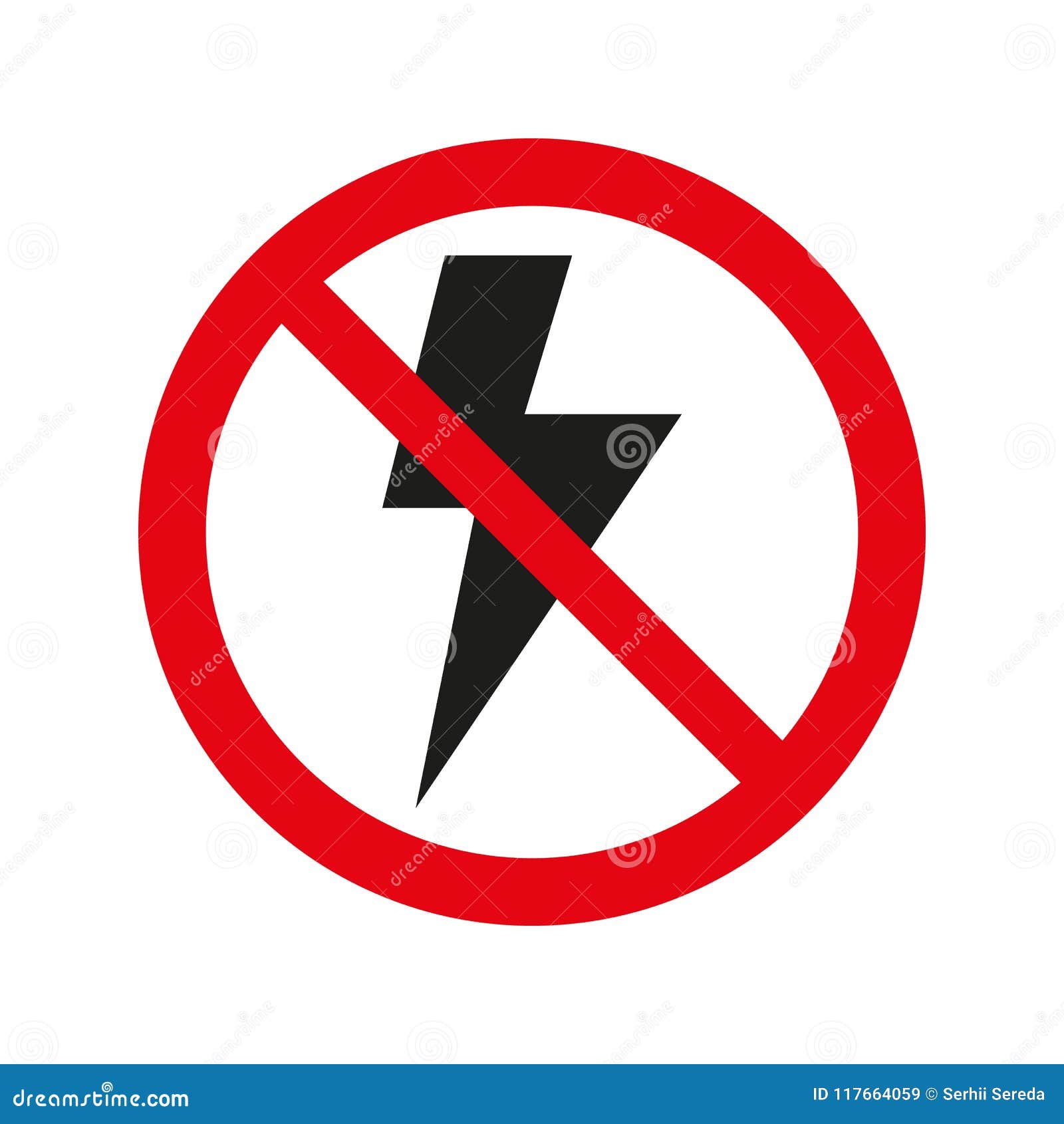 No Lightning Sign on White Background. Stock Illustration ...