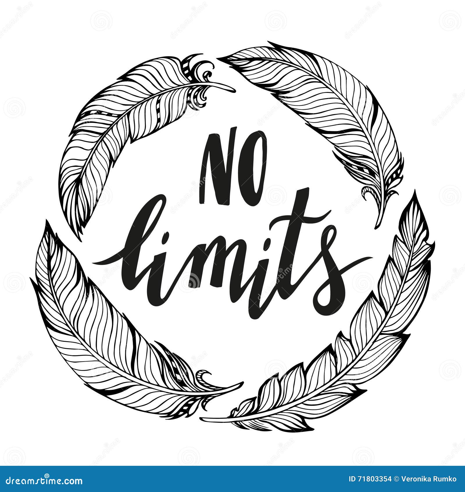 No Limits.Vector Handdrawn Phrase with Boho Design Elements Stock ...