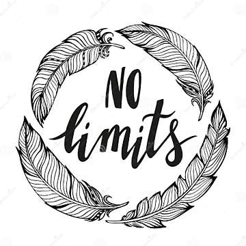 No Limits.Vector Handdrawn Phrase with Boho Design Elements Stock ...