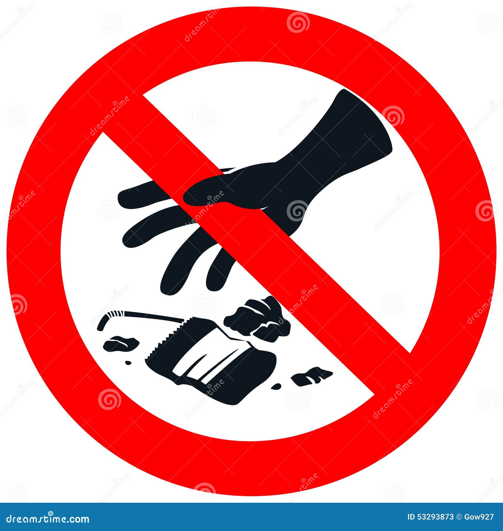 No Litter Sign in White Isolated Background Stock Vector - Illustration ...