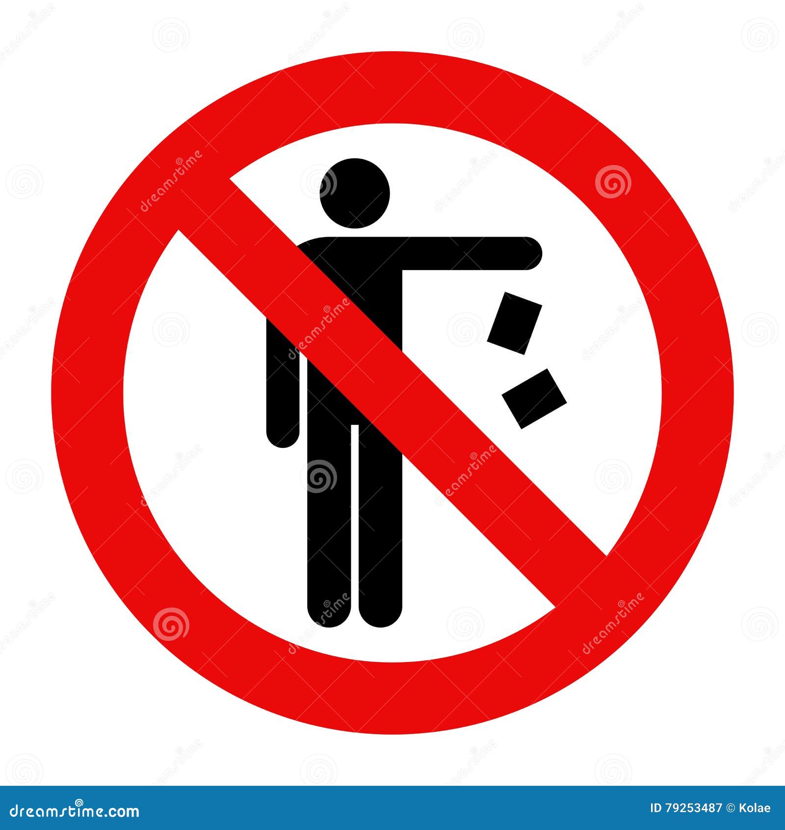 No Littering Sign Hand Gesture Red Black Vector Illustration ...