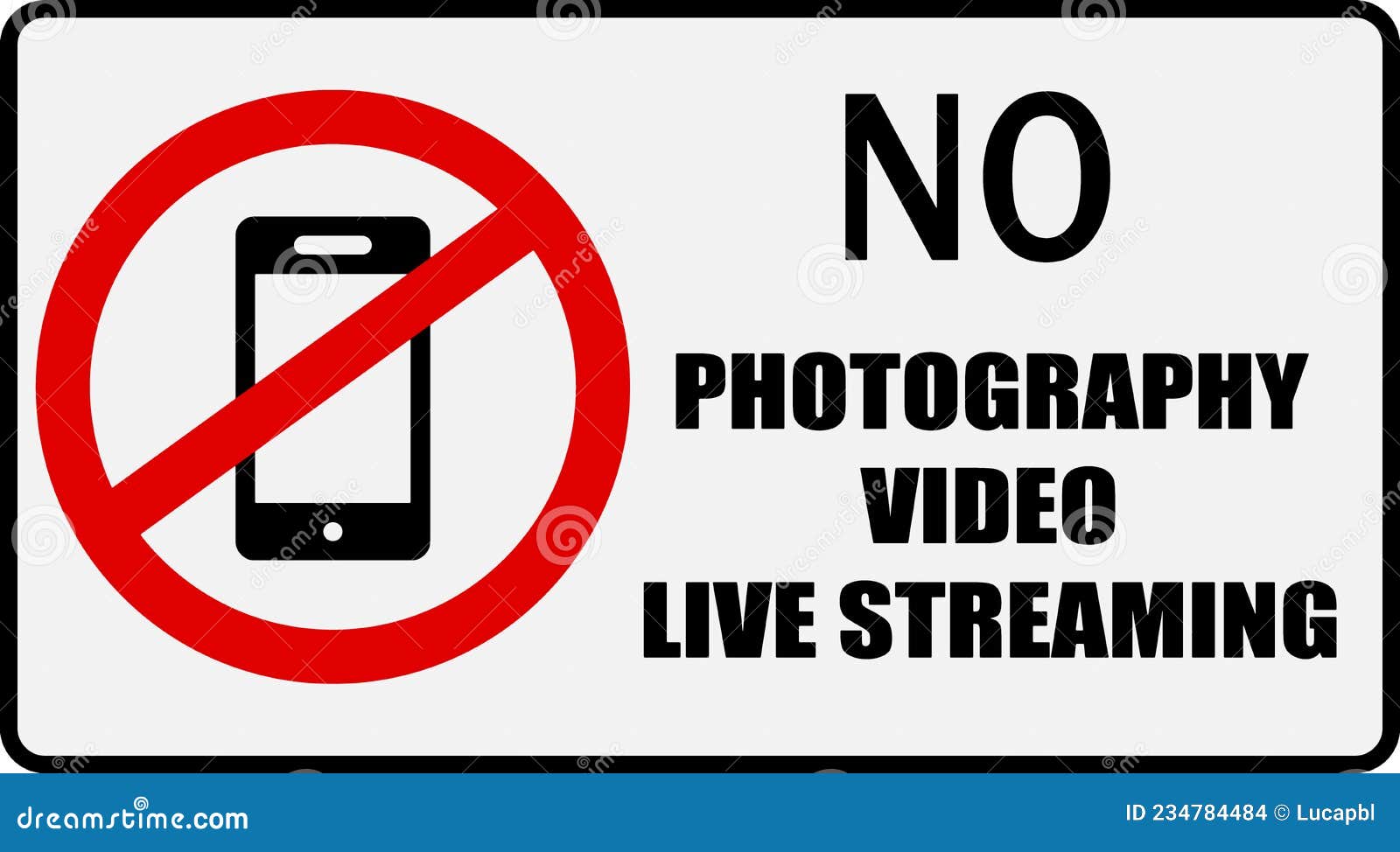 No Photography, Video or Live Streaming. Prohibition Sign Stock Vector ...