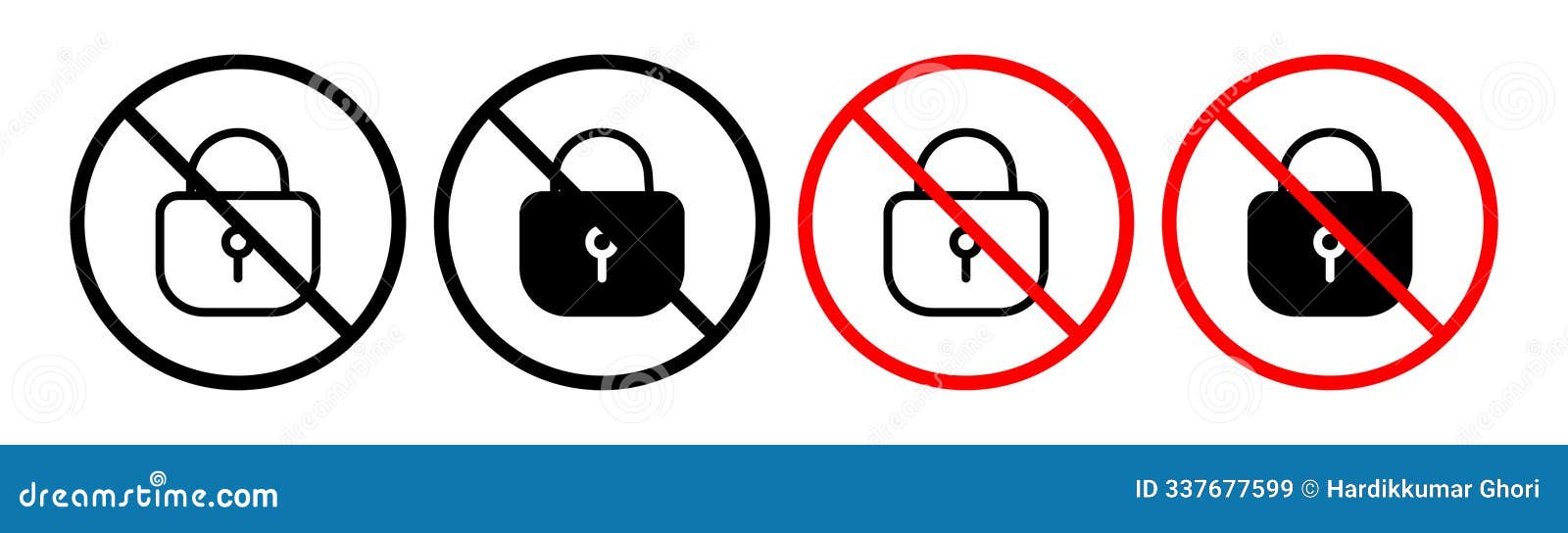 No Lock Sign. No Computer Security Password Vector Symbol. No Safety ...