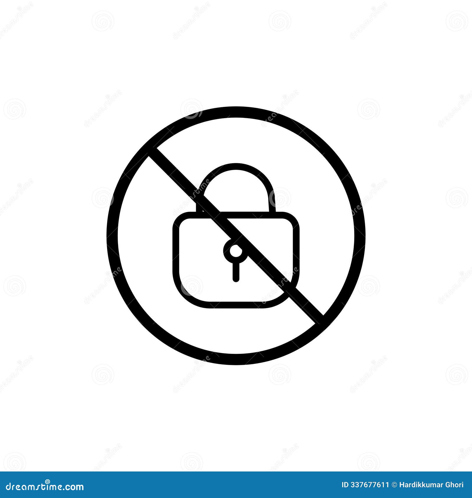 No Lock Sign. No Computer Security Password Vector Symbol. No Safety ...