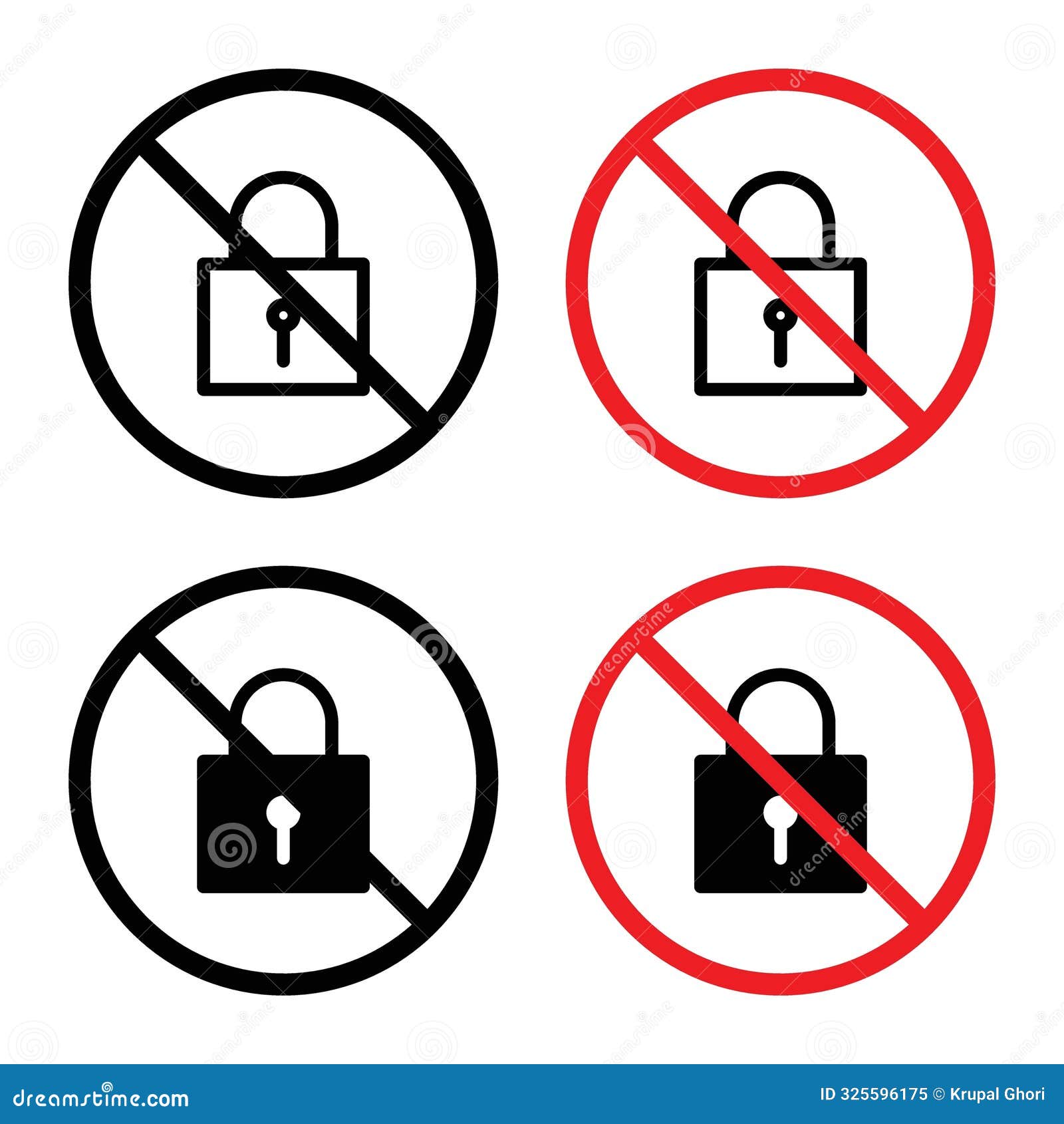 No Lock Sign Indicating Restriction on Using Locks in this Area Stock ...