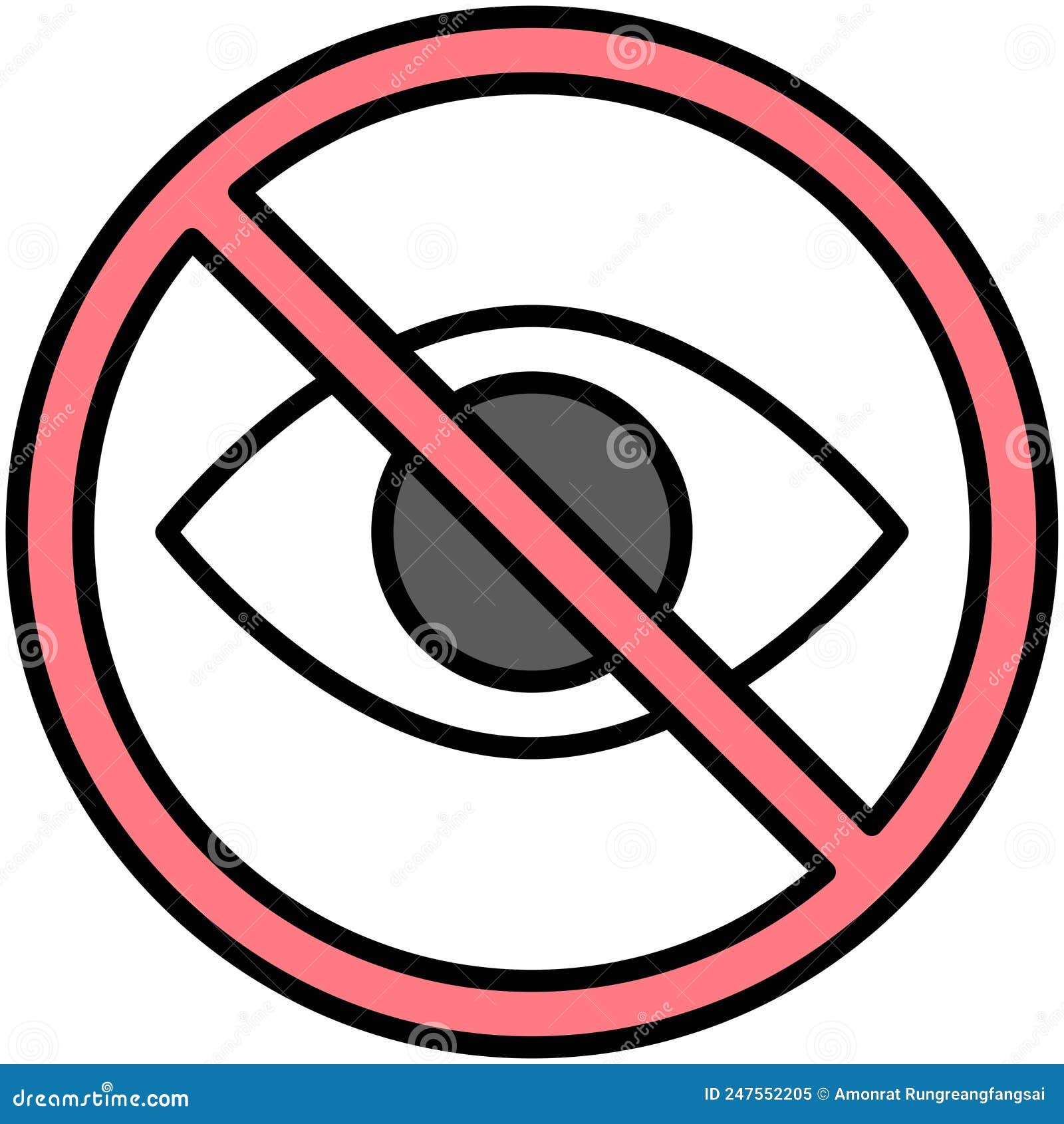 No Looking Icon, Prohibition Sign Vector Illustration Stock Vector ...