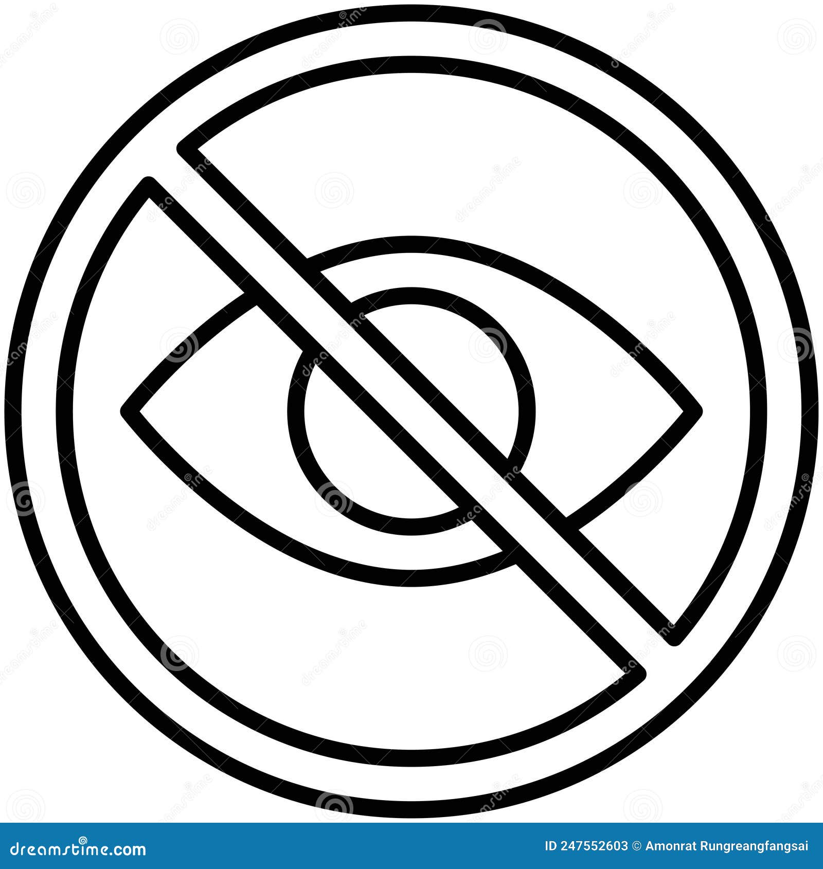 No Looking Icon, Prohibition Sign Vector Illustration Stock Vector ...