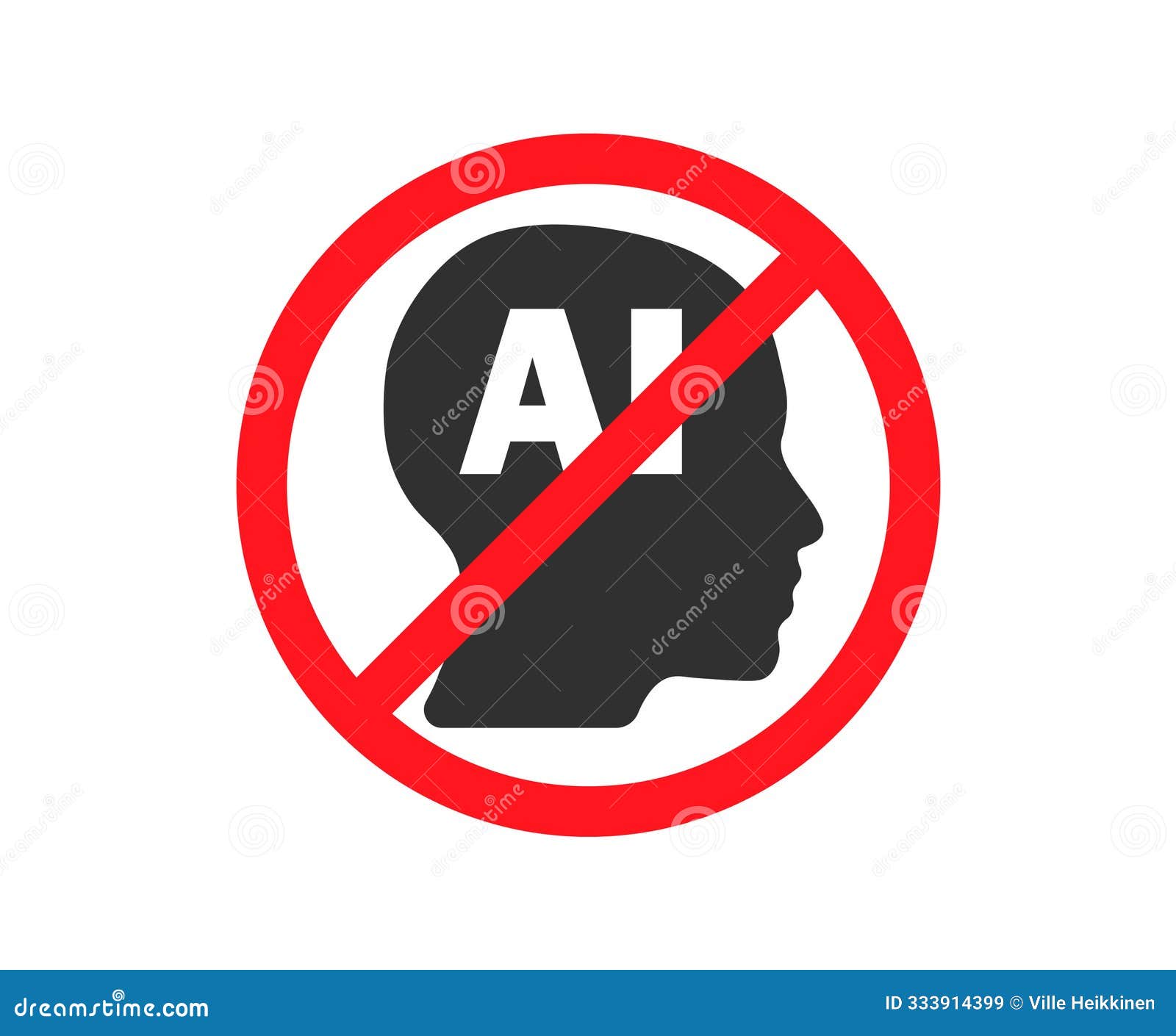 No Machine Learning Head Symbol, AI Not Allowed Icon, Artificial ...