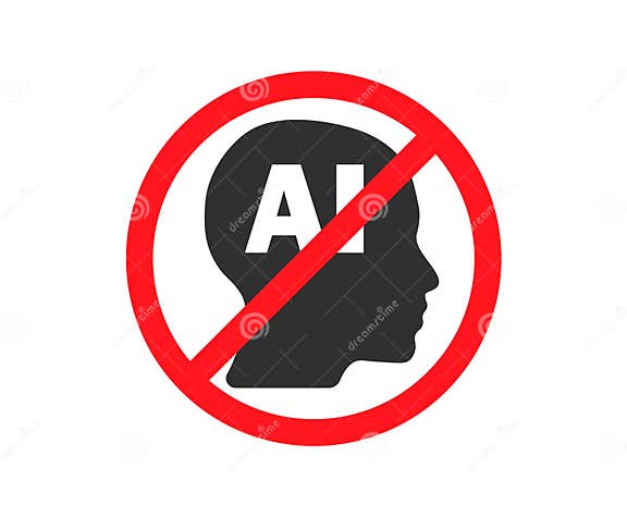 No Machine Learning Head Symbol, AI Not Allowed Icon, Artificial ...