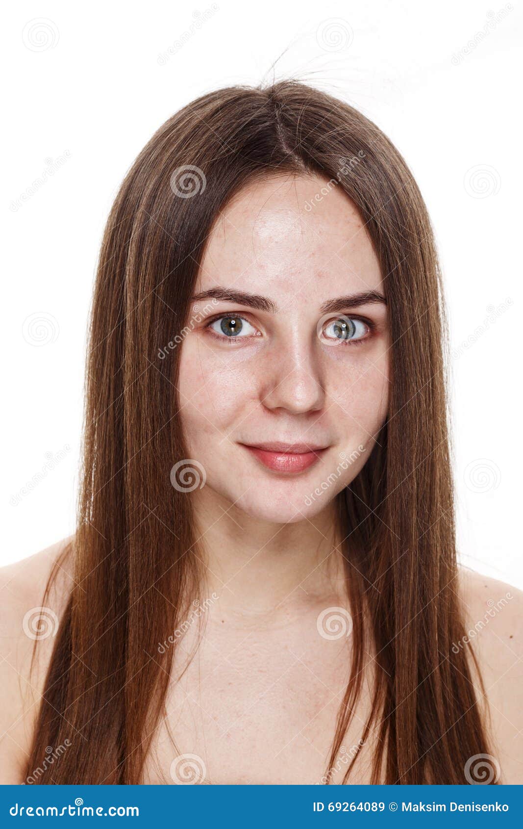No Makeup Natural Clean Face Of Young Brunette Girl Without No M Stock