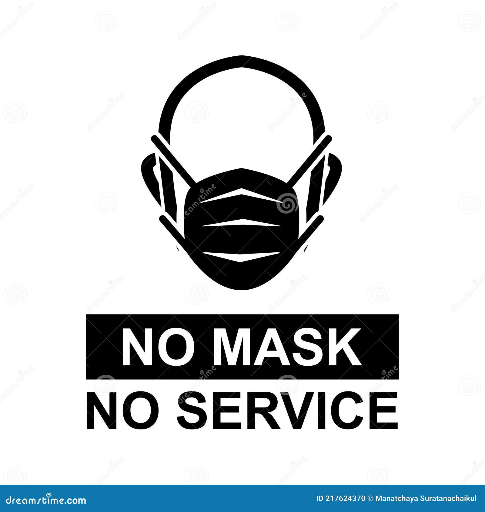 No Mask No Service Sign Isolated on White Background Stock Vector ...