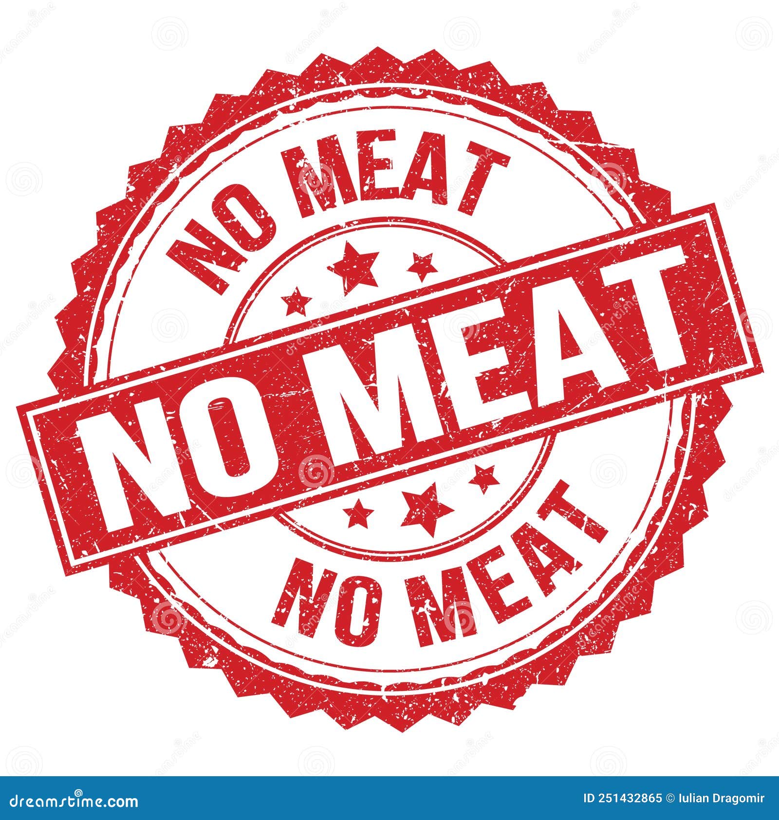 NO MEAT Text on Red Round Stamp Sign Stock Illustration - Illustration ...