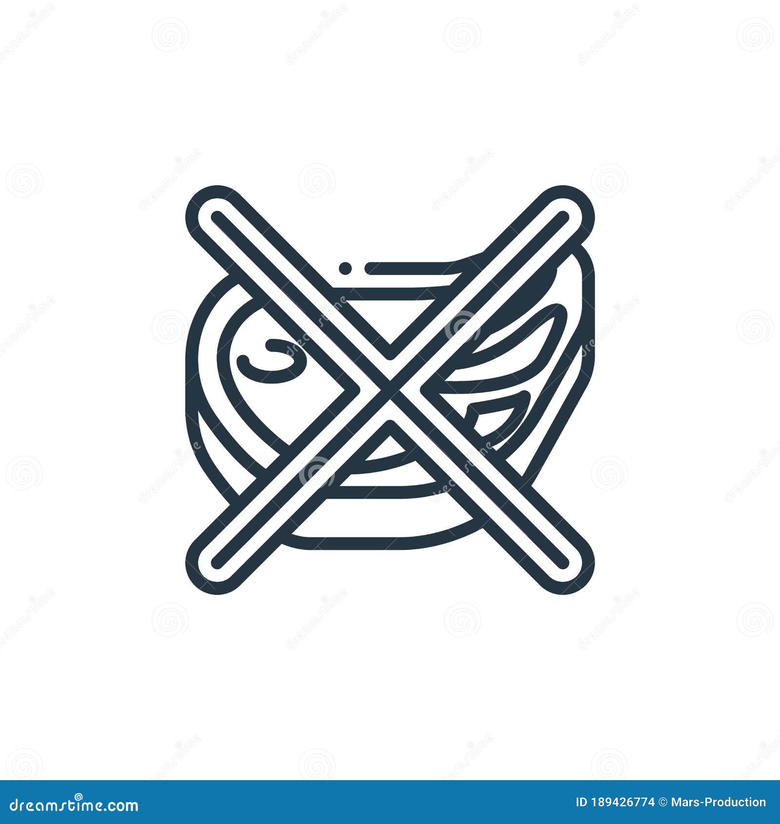 No Meat Vector Icon Isolated on White Background. Outline, Thin Line No ...