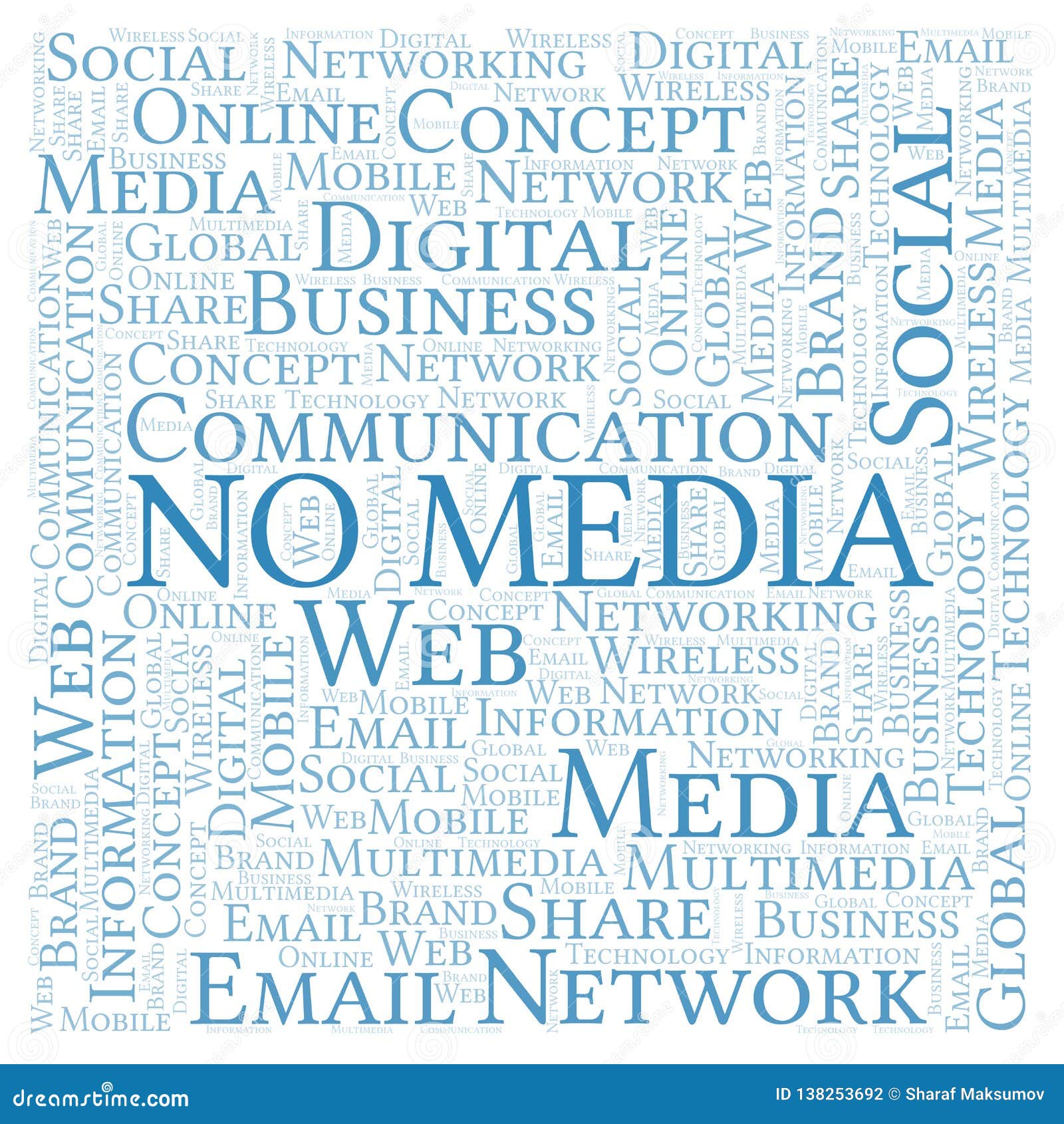 No Media word cloud stock illustration. Illustration of isolated ...