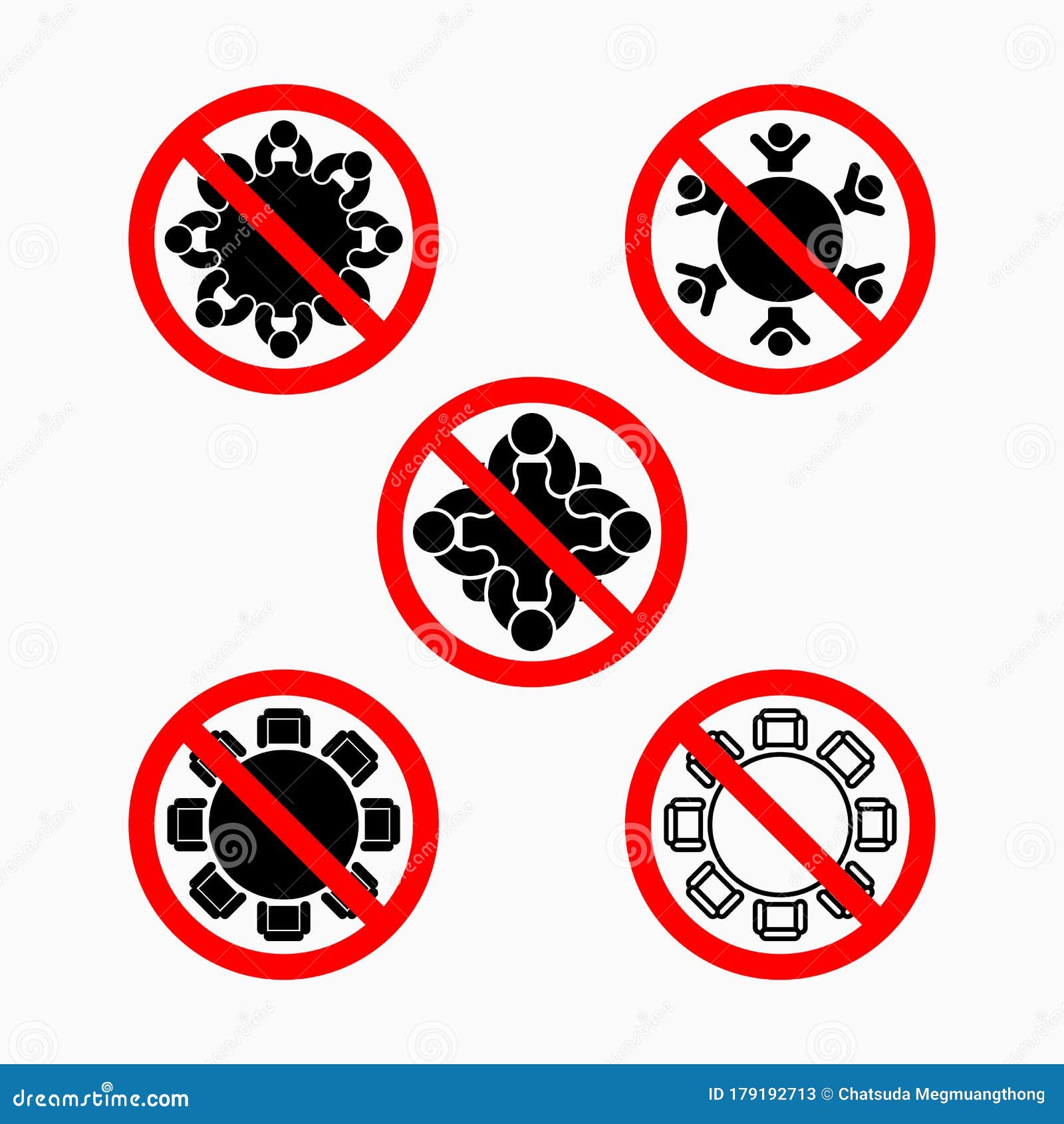 No Meeting Icon, Do Not Meeting Vector, Prohibit Icon Set Stock Vector ...