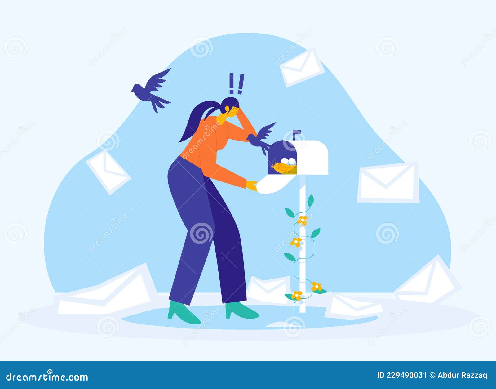 No Message yet, No Mail in Mailbox Illustration Concept Vector, Stock ...