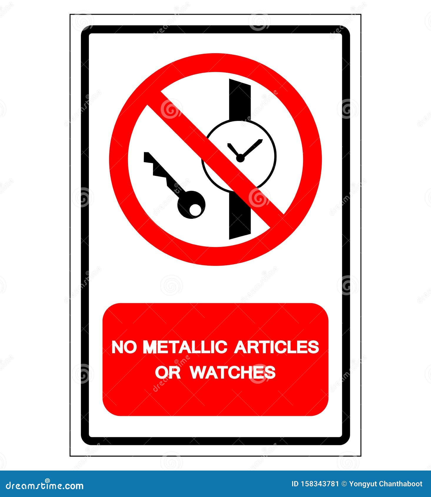 No Metallic Articles or Watches Symbol Sign, Vector Illustration ...