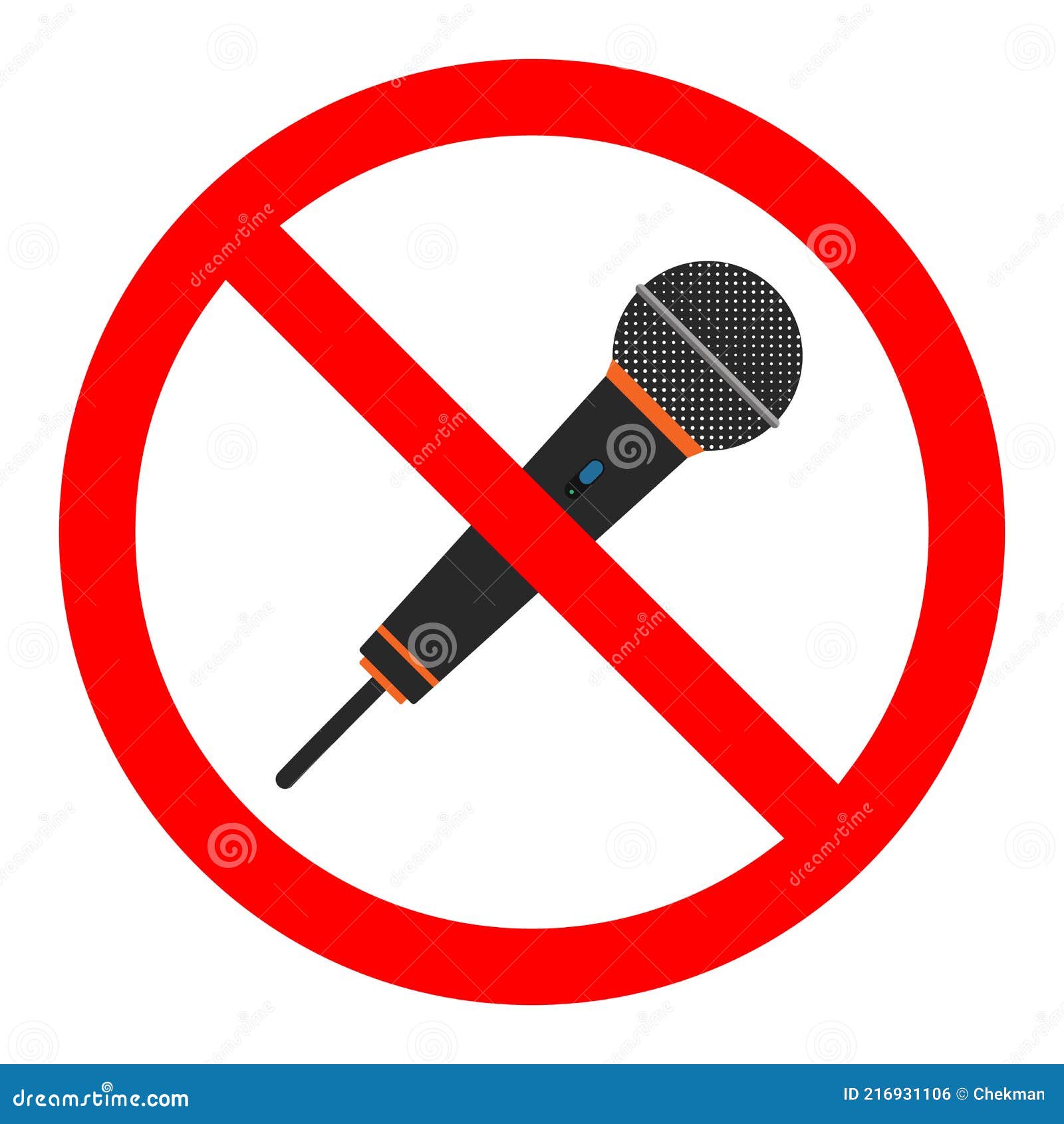No Mic Allowed. Mic Ban Icon. Microphone is Prohibited. Vector ...