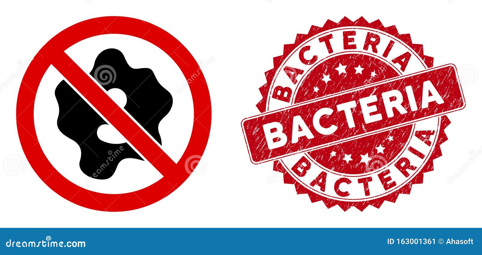 No Microbe Icon with Scratched Bacteria Seal Stock Illustration ...