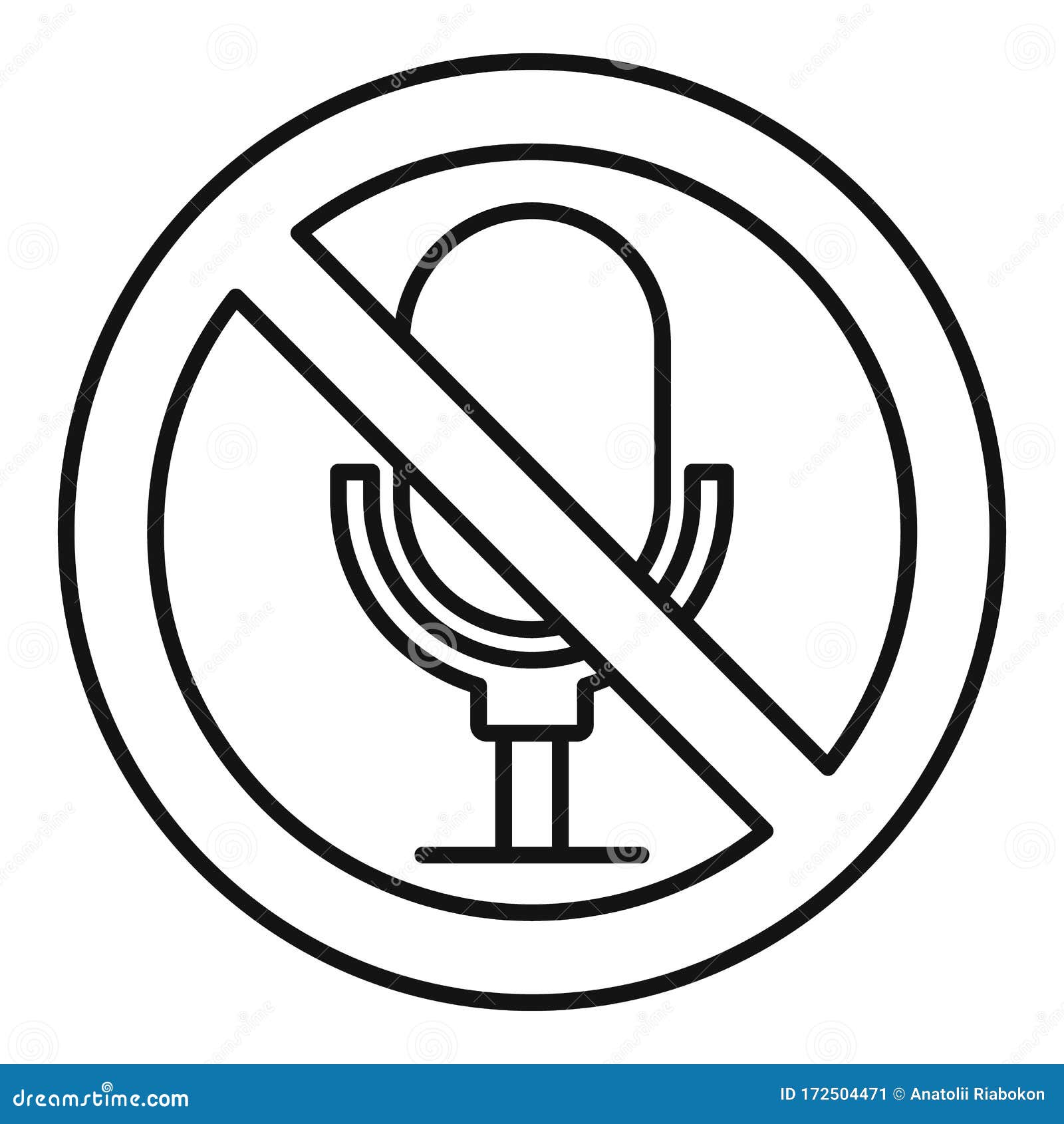 No Microphone Icon, Outline Style Stock Vector - Illustration of event ...