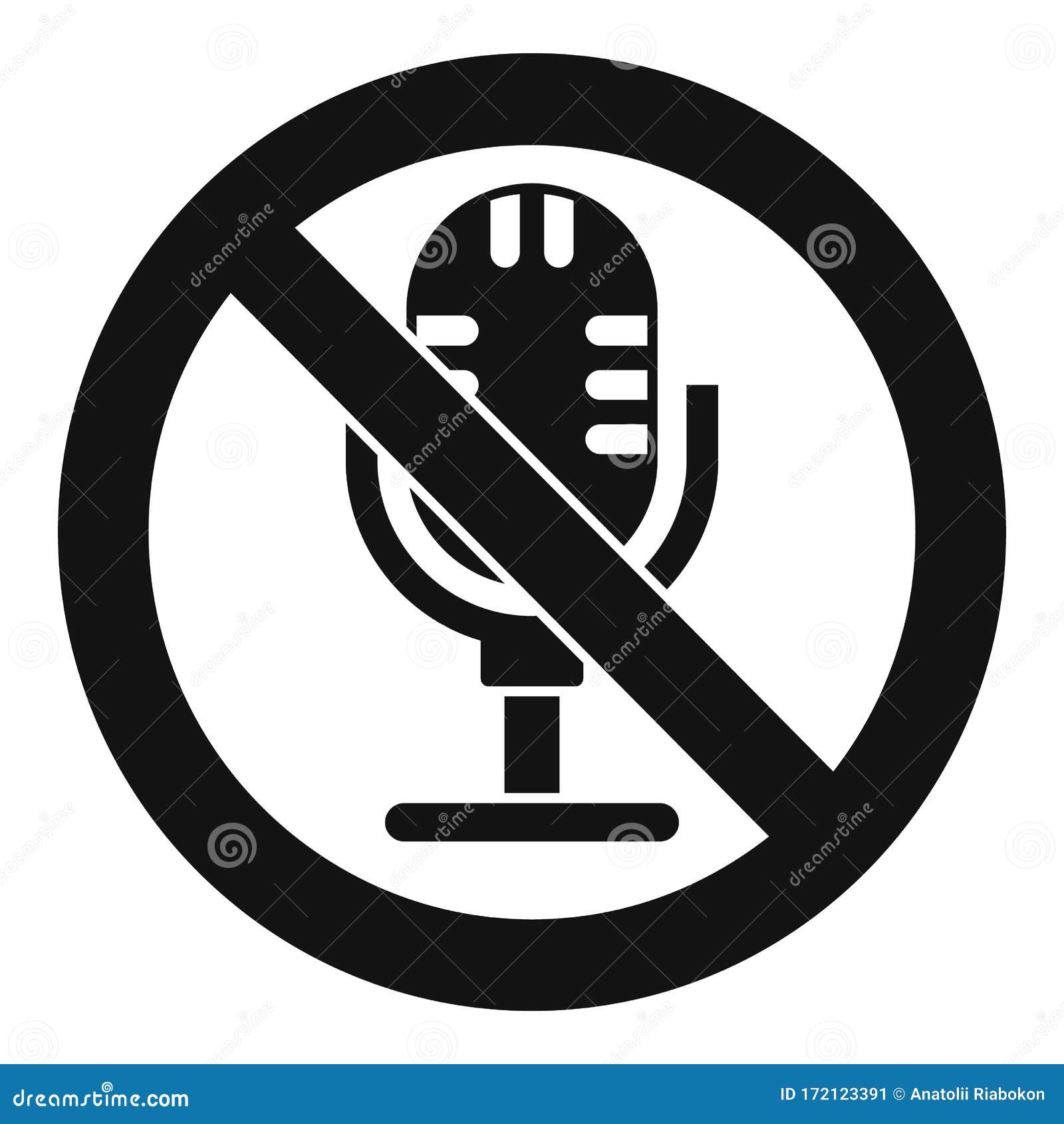 No Microphone Icon, Simple Style Stock Vector - Illustration of mute ...