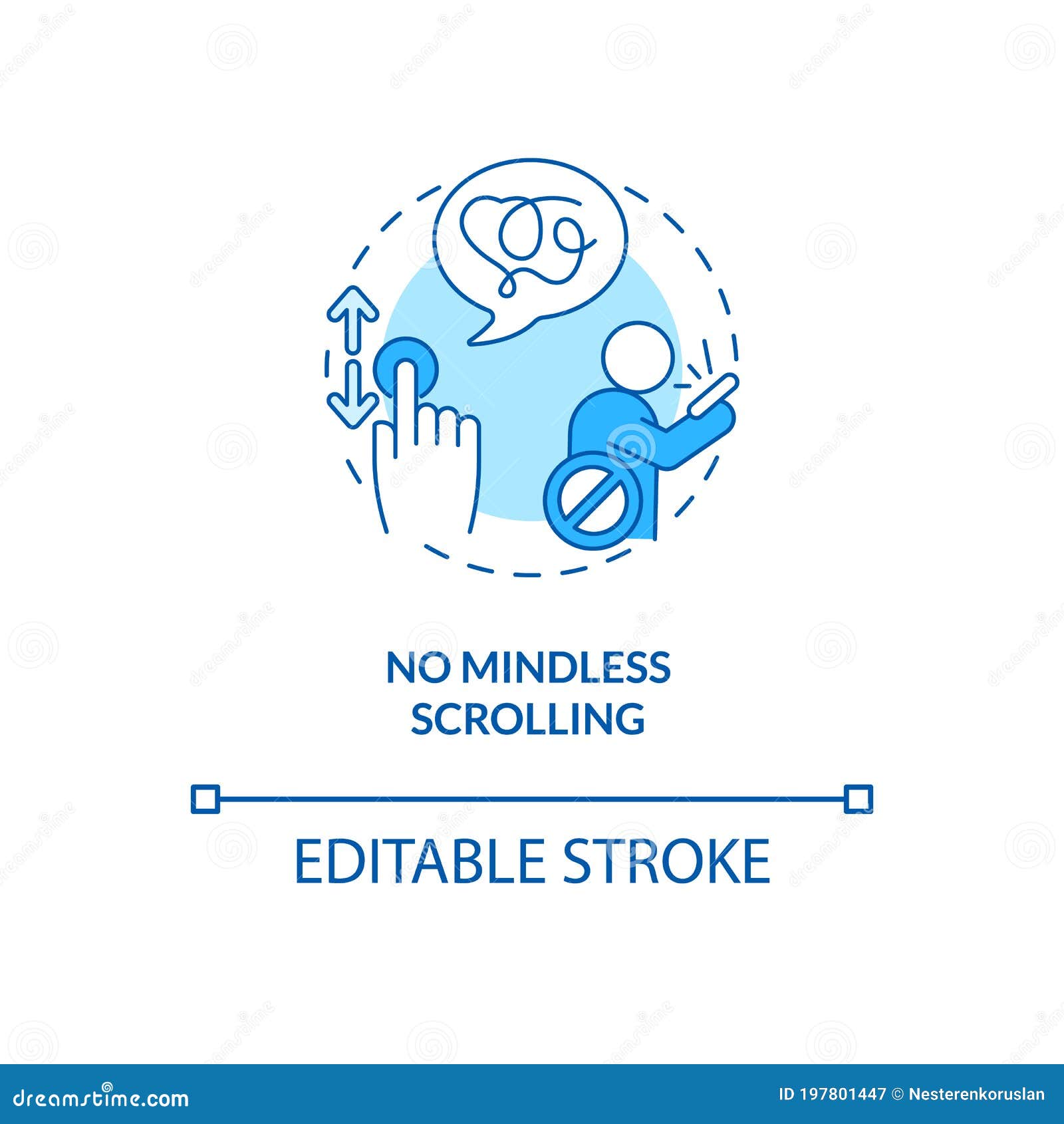 No Mindless Scrolling Concept Icon Stock Vector - Illustration of ...