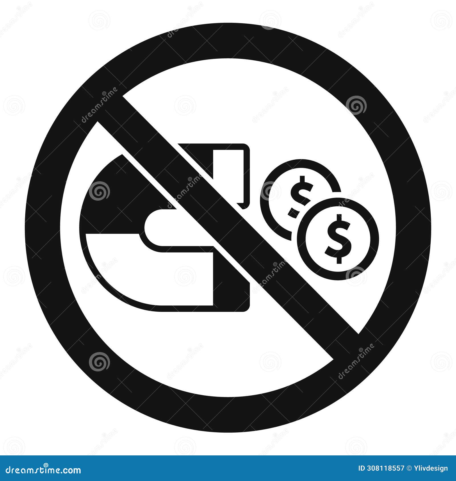 No Money Magnet Icon Simple Vector. Stop Theft Attack Stock ...