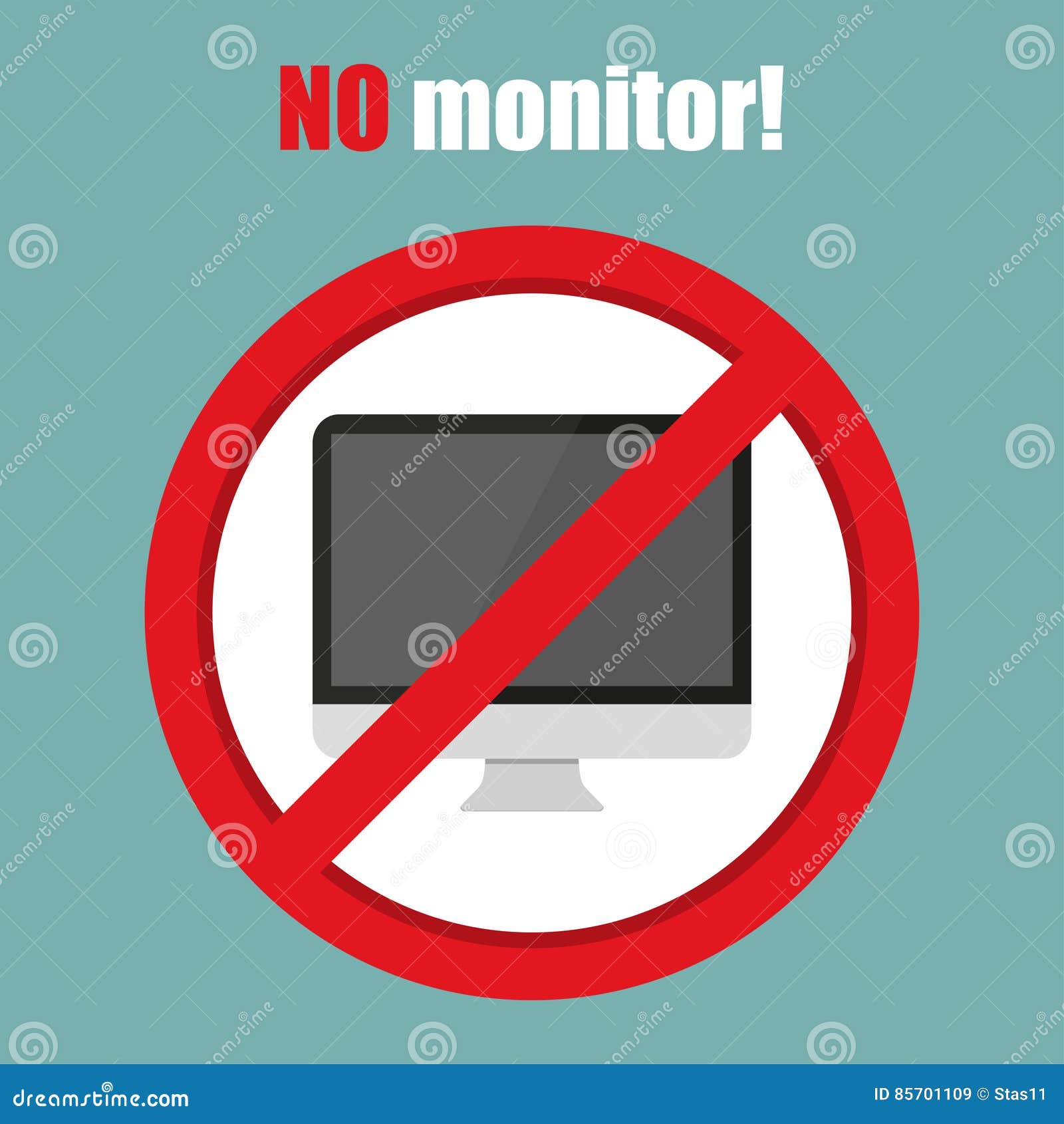 No Monitor Sign in a Flat Design. Vector Illustration Stock ...