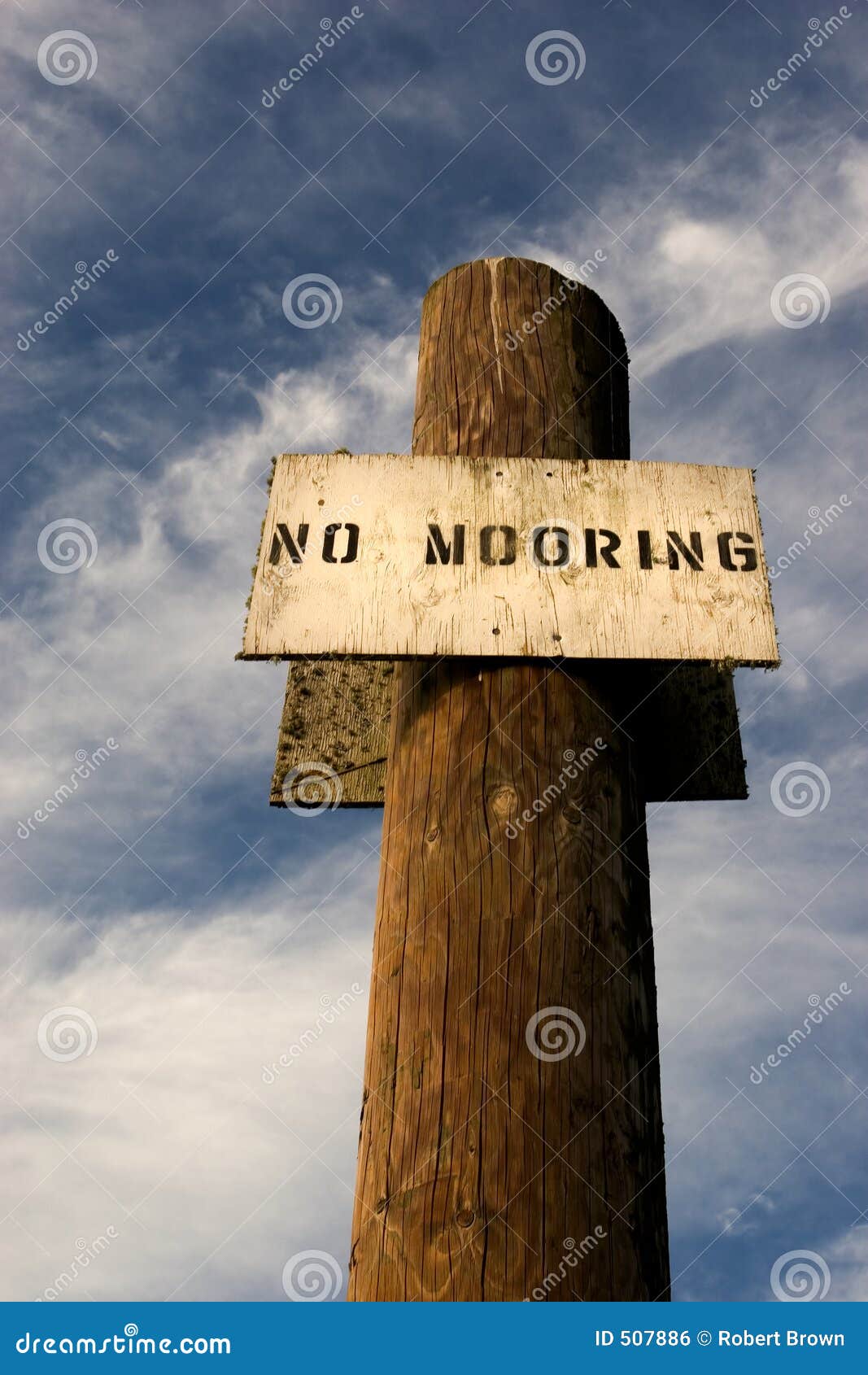 A Red No Mooring Sign Beside A Floating Dock During A Storm Royalty ...
