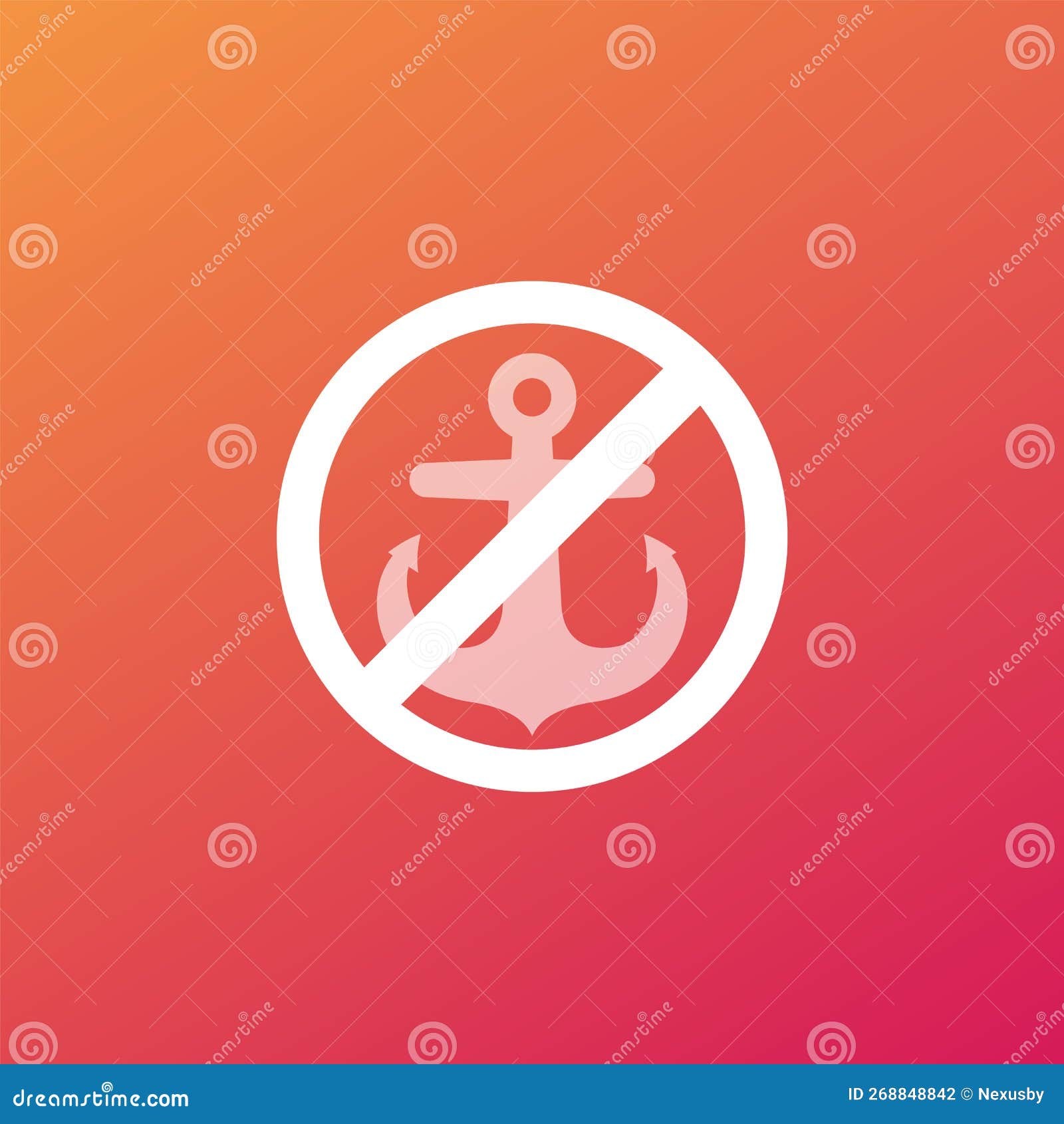 No Mooring Or Docking Sign, White On Dark Cartoon Vector ...