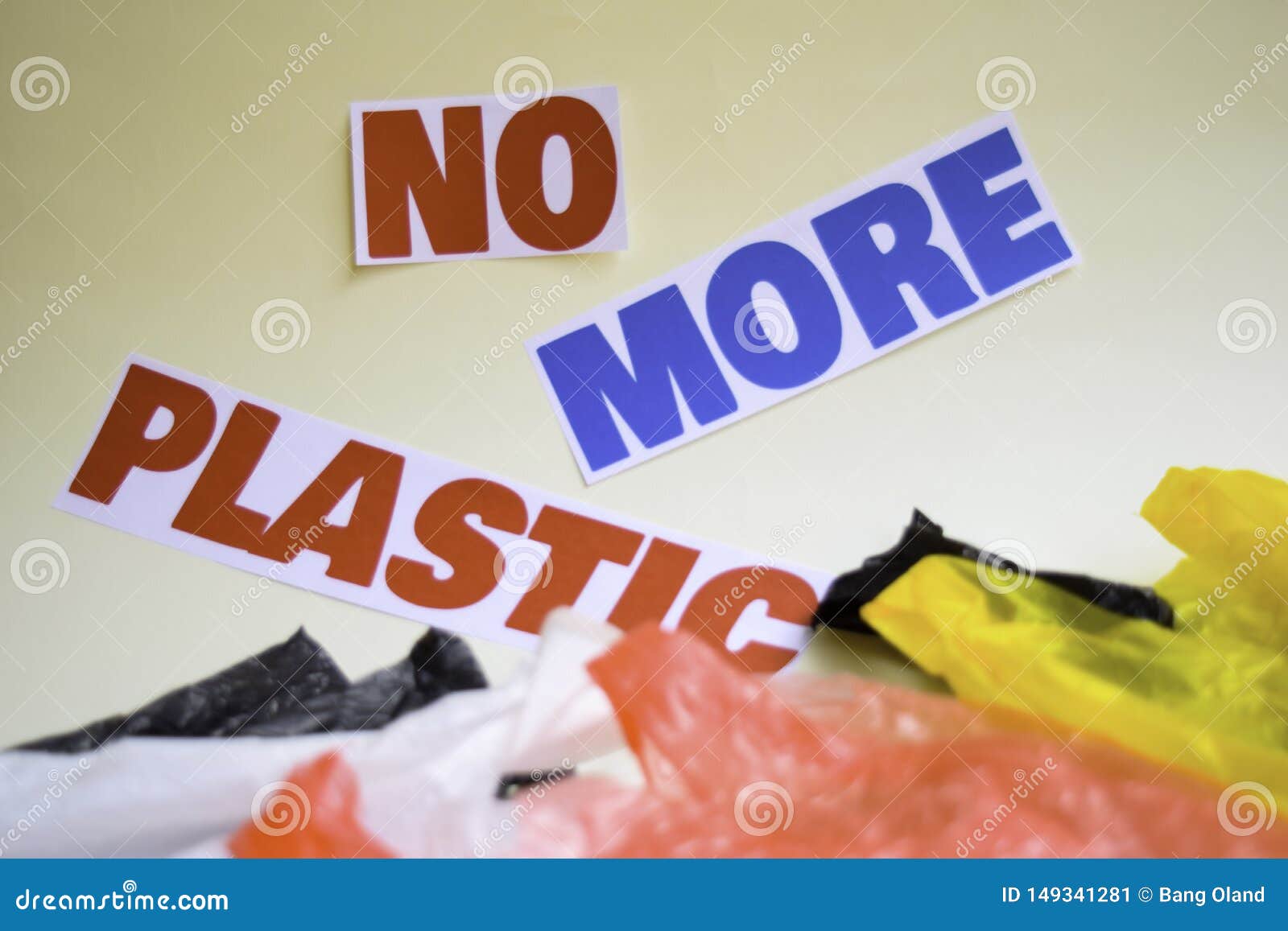 No More Plastic Message. it Shows a Plastic with Motto and Selective ...