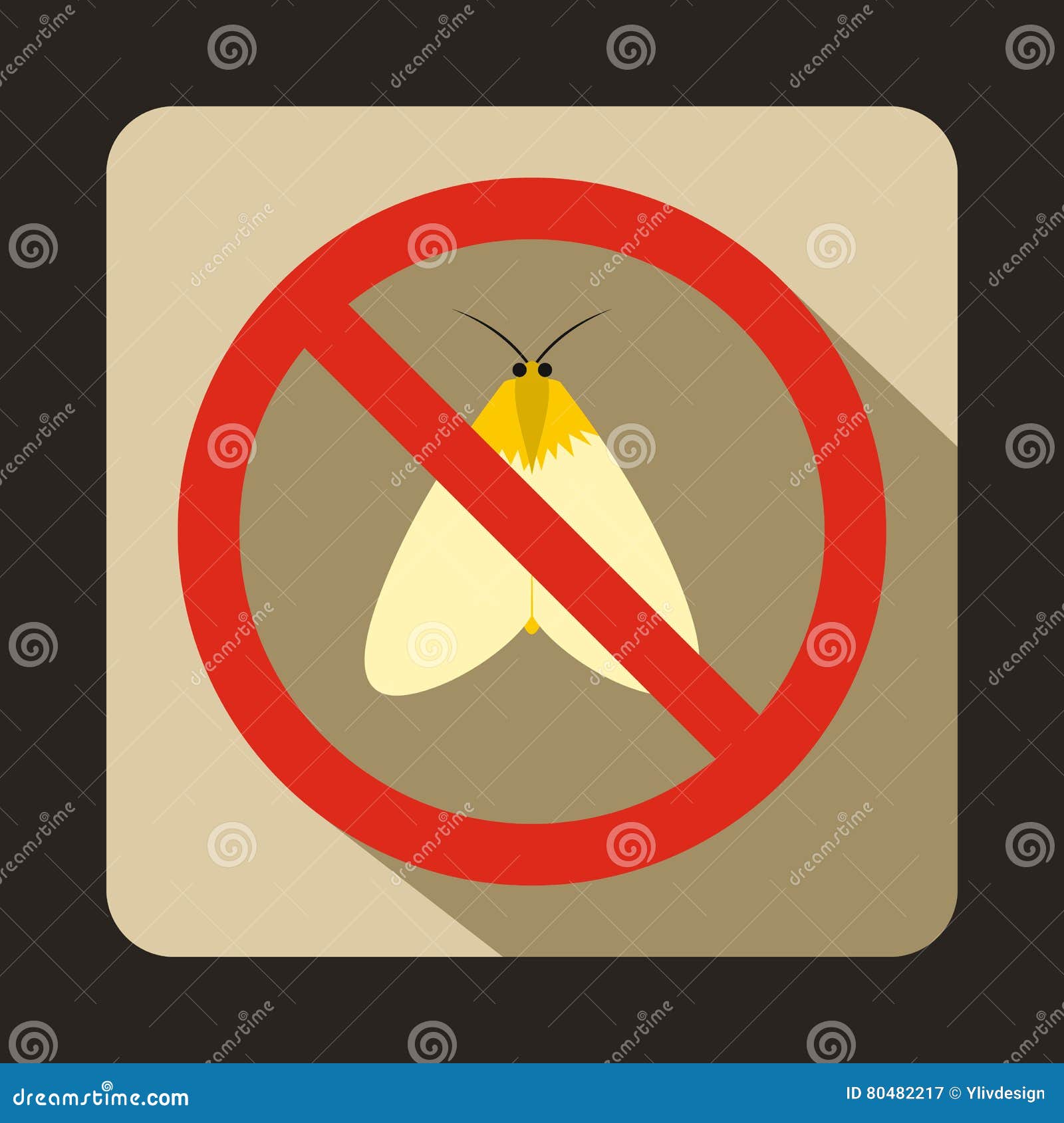 No Moth Sign Icon, Flat Style Stock Vector - Illustration of animal ...