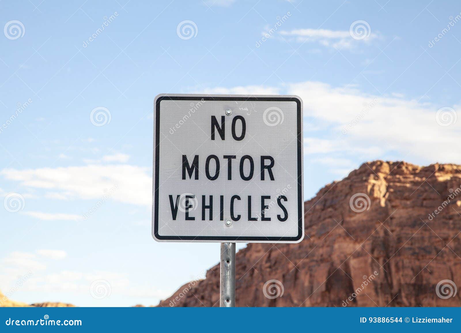 No Motor Vehicles Sign stock photo. Image of caution - 93886544