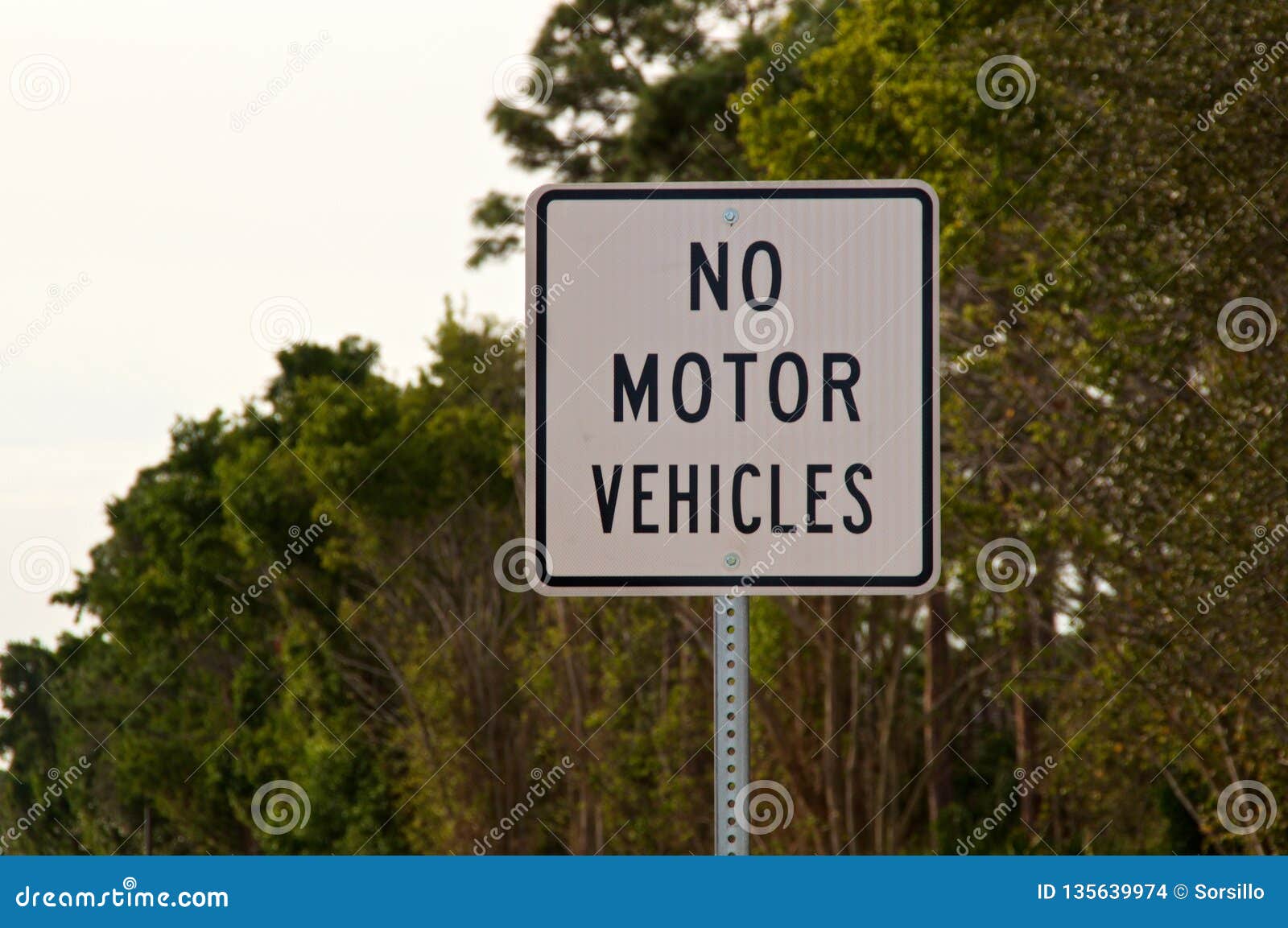 No motor vehicles sign stock photo. Image of outdoors - 135639974