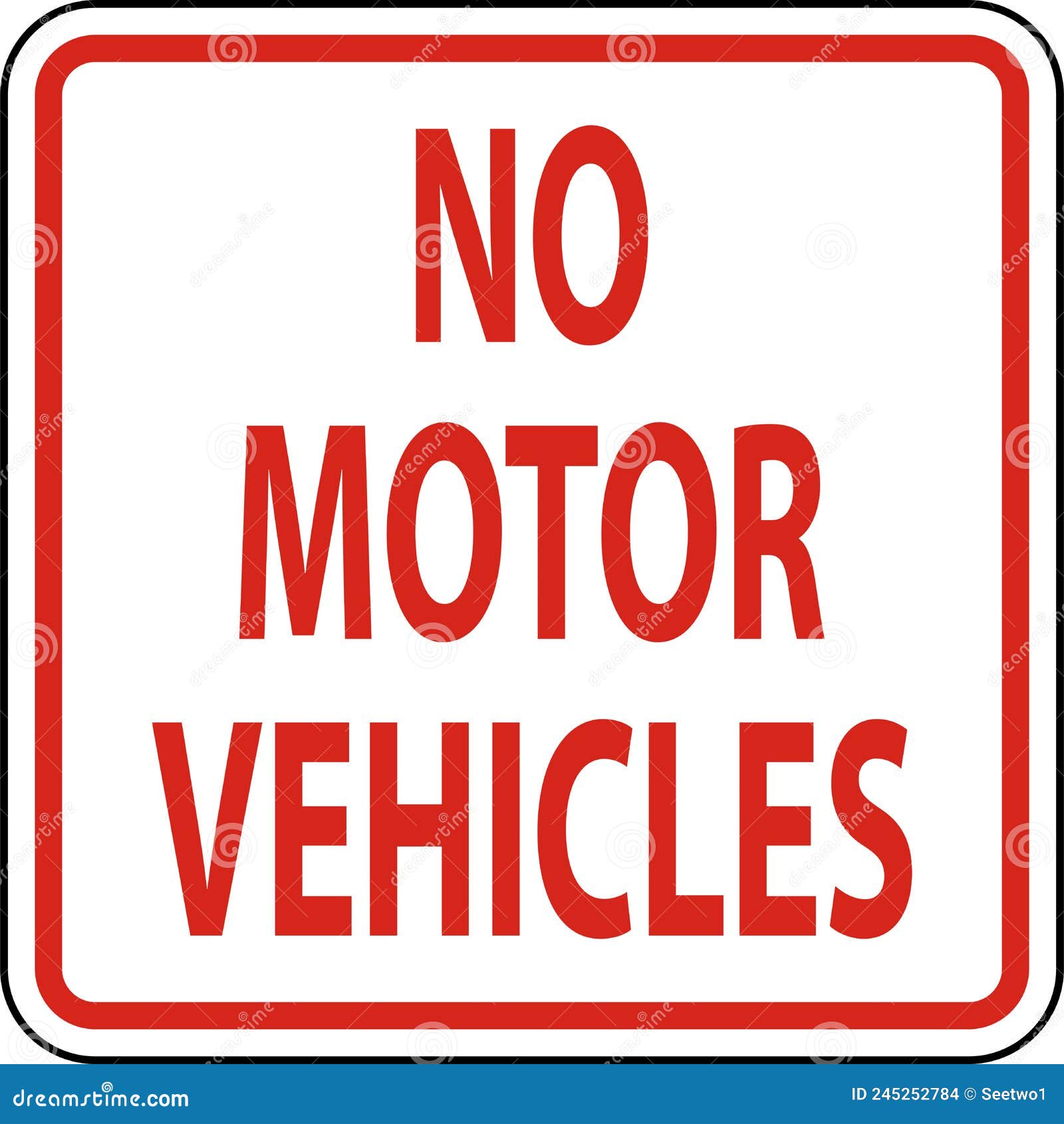 No Motor Vehicles Sign on White Background Stock Vector - Illustration ...