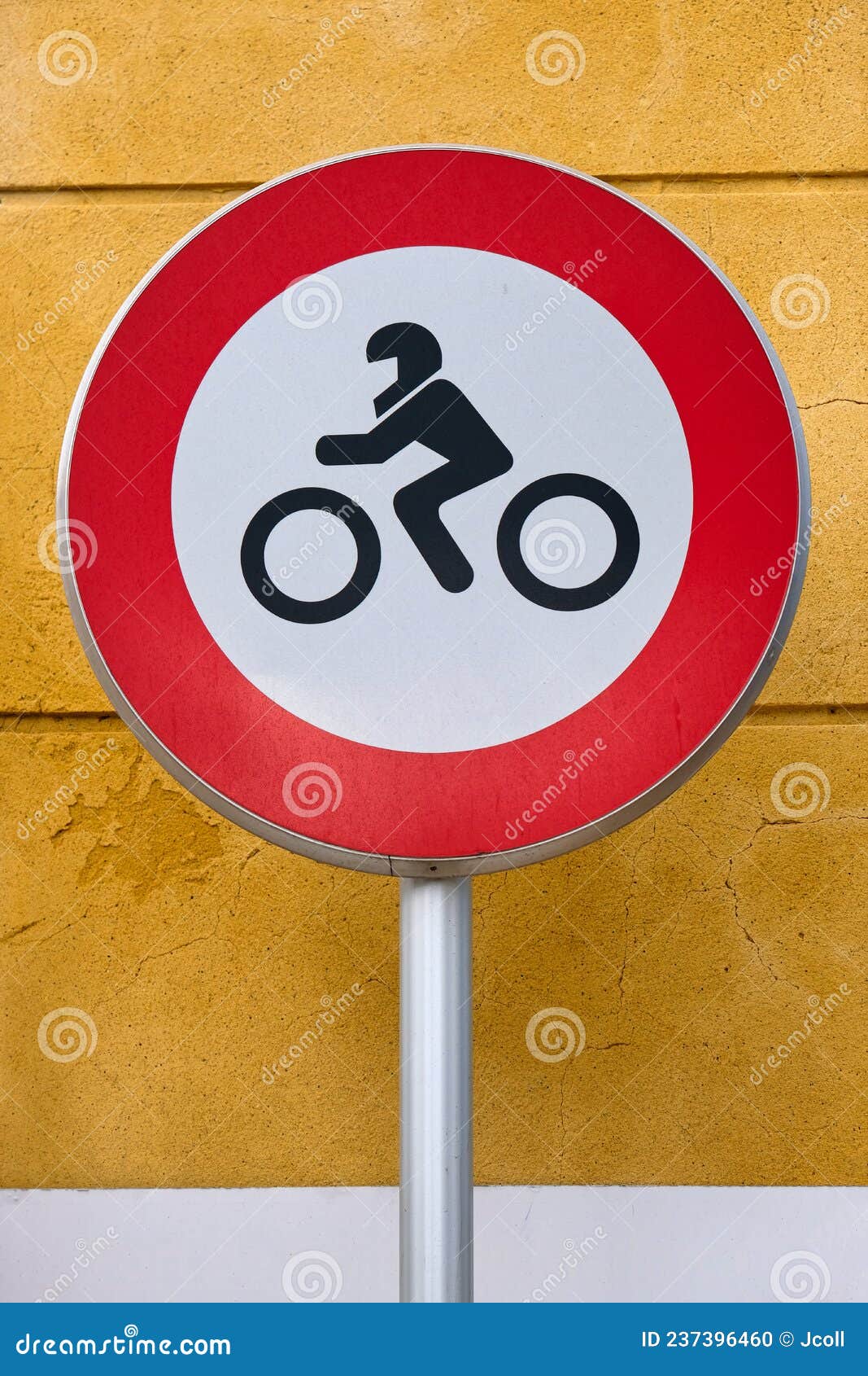 No Motorbikes Zone Signal in a Road Stock Photo - Image of signage ...