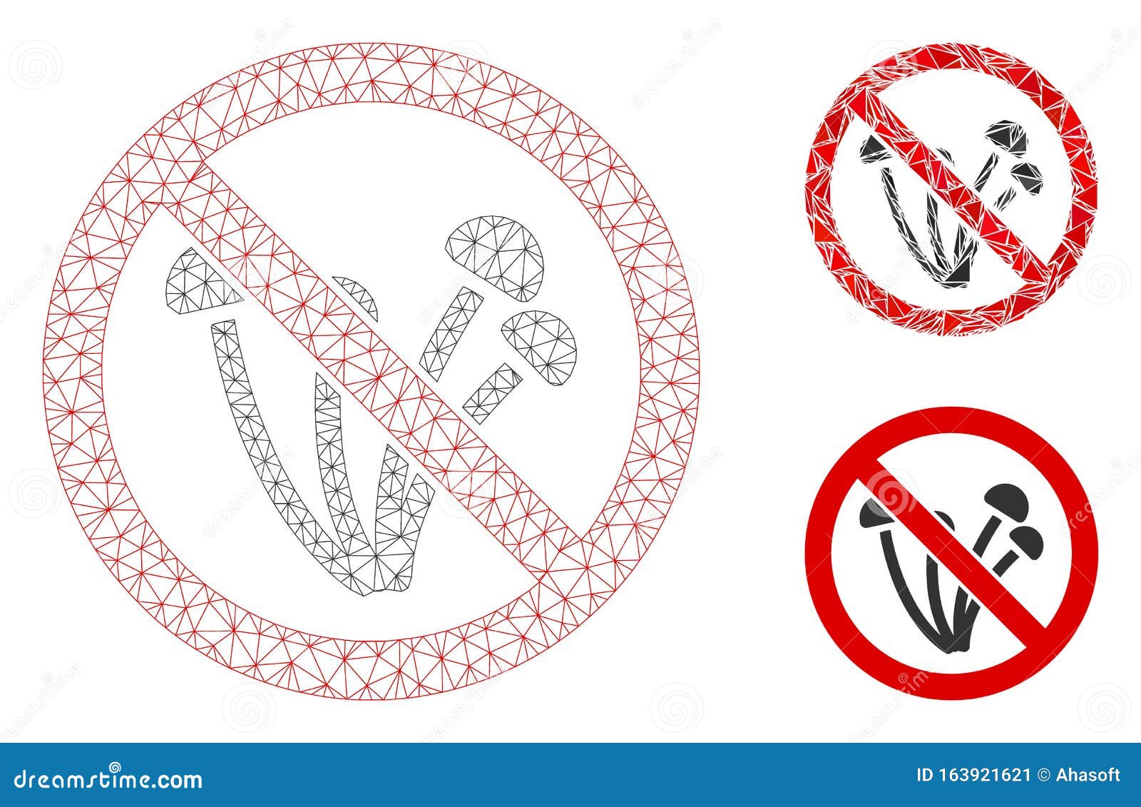 No Mushrooms Vector Mesh 2D Model and Triangle Mosaic Icon Stock ...