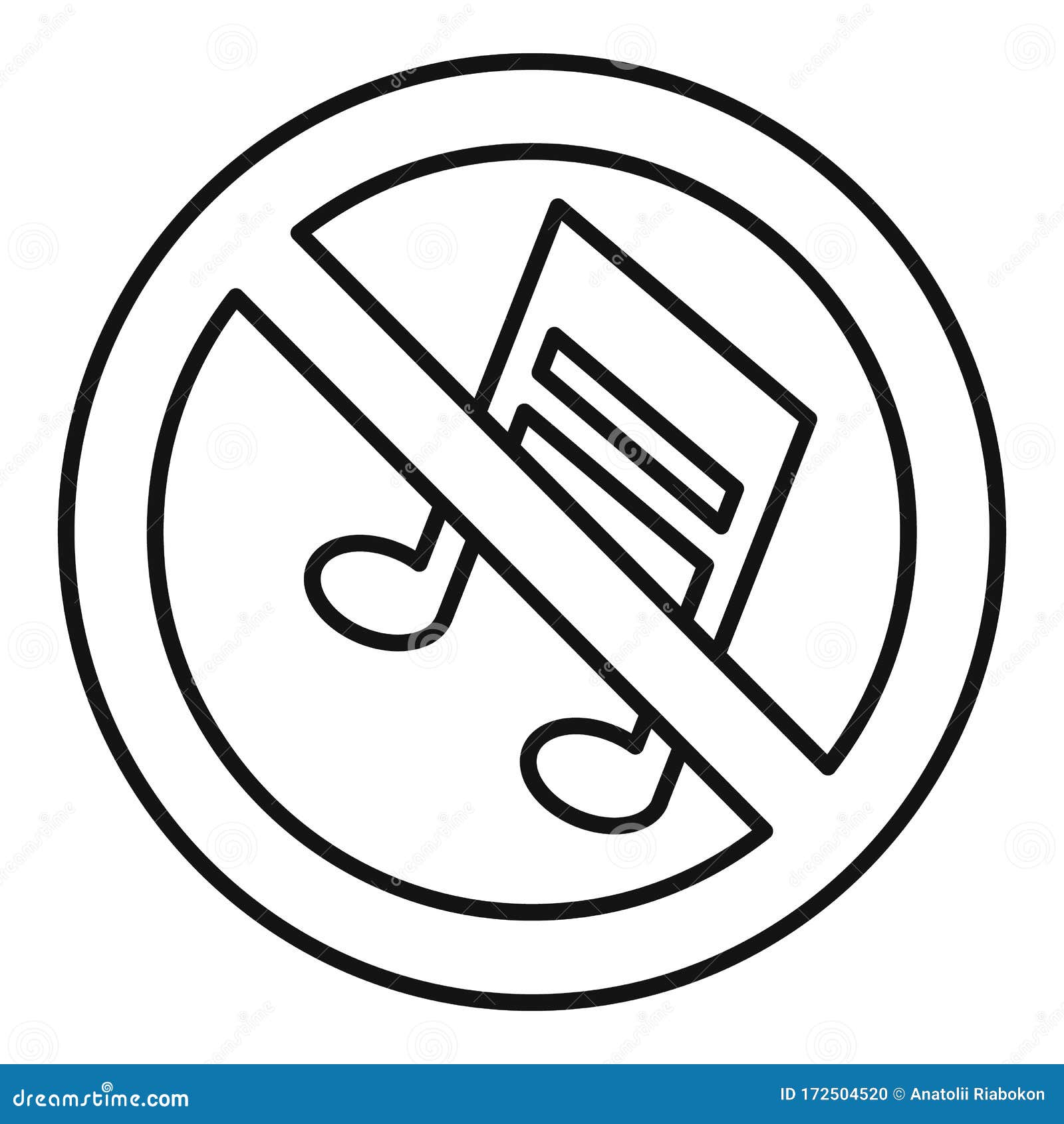 No Music Note Icon, Outline Style Stock Vector - Illustration of noise ...