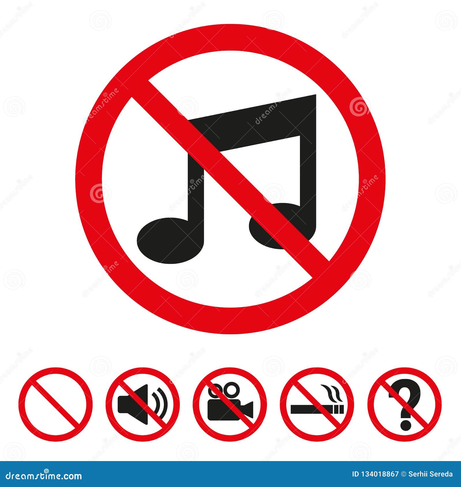 No Music Sign on White Background Stock Illustration - Illustration of ...