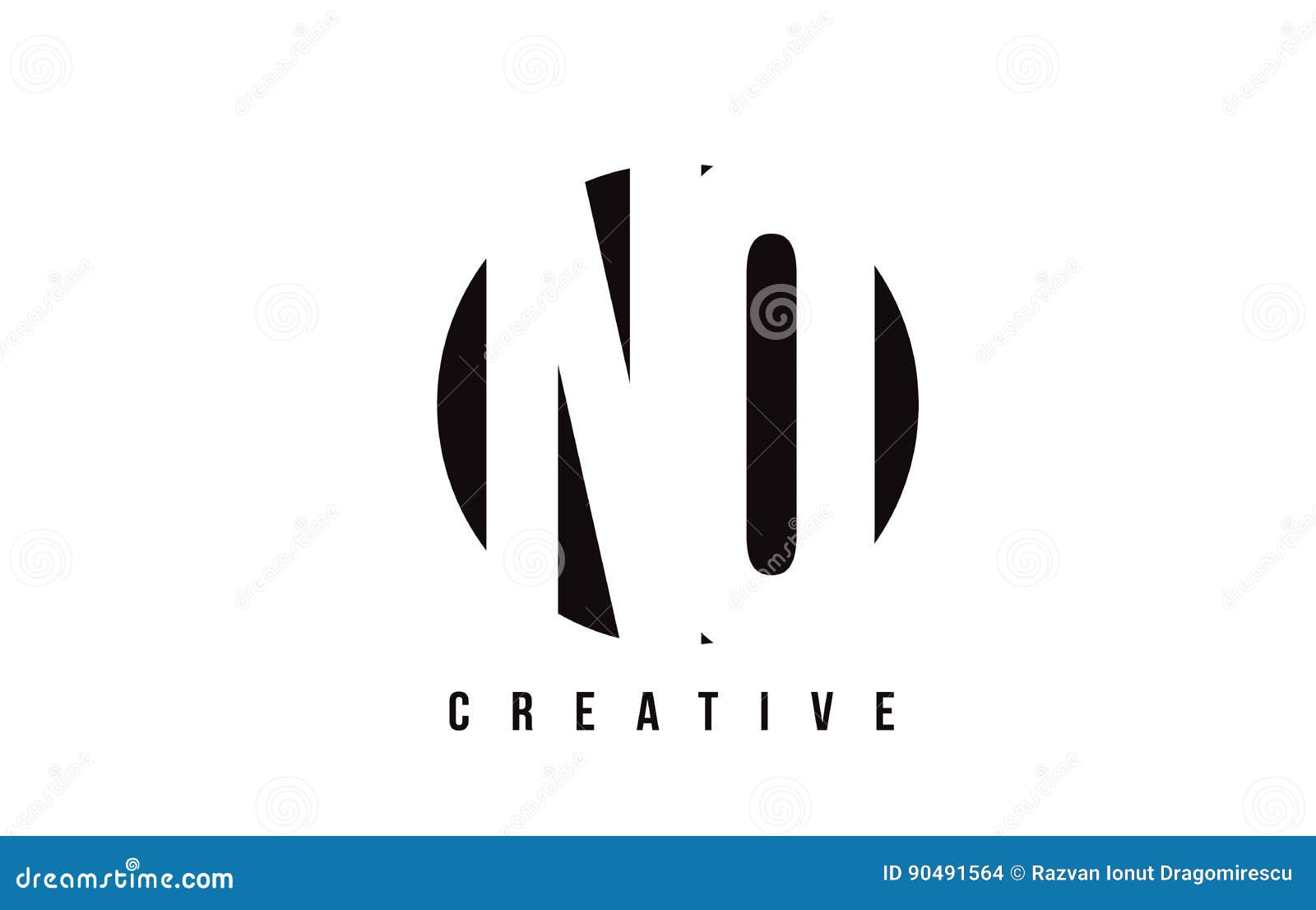 NO N O White Letter Logo Design with Circle Background. Stock Vector ...