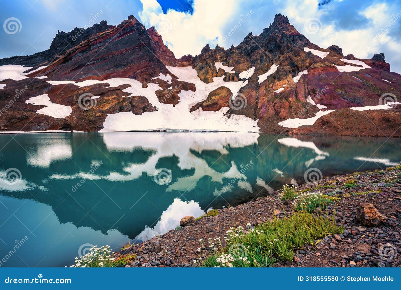 No Name Lake, Alpine Lake at the Base of Broken Top, Three Sisters ...